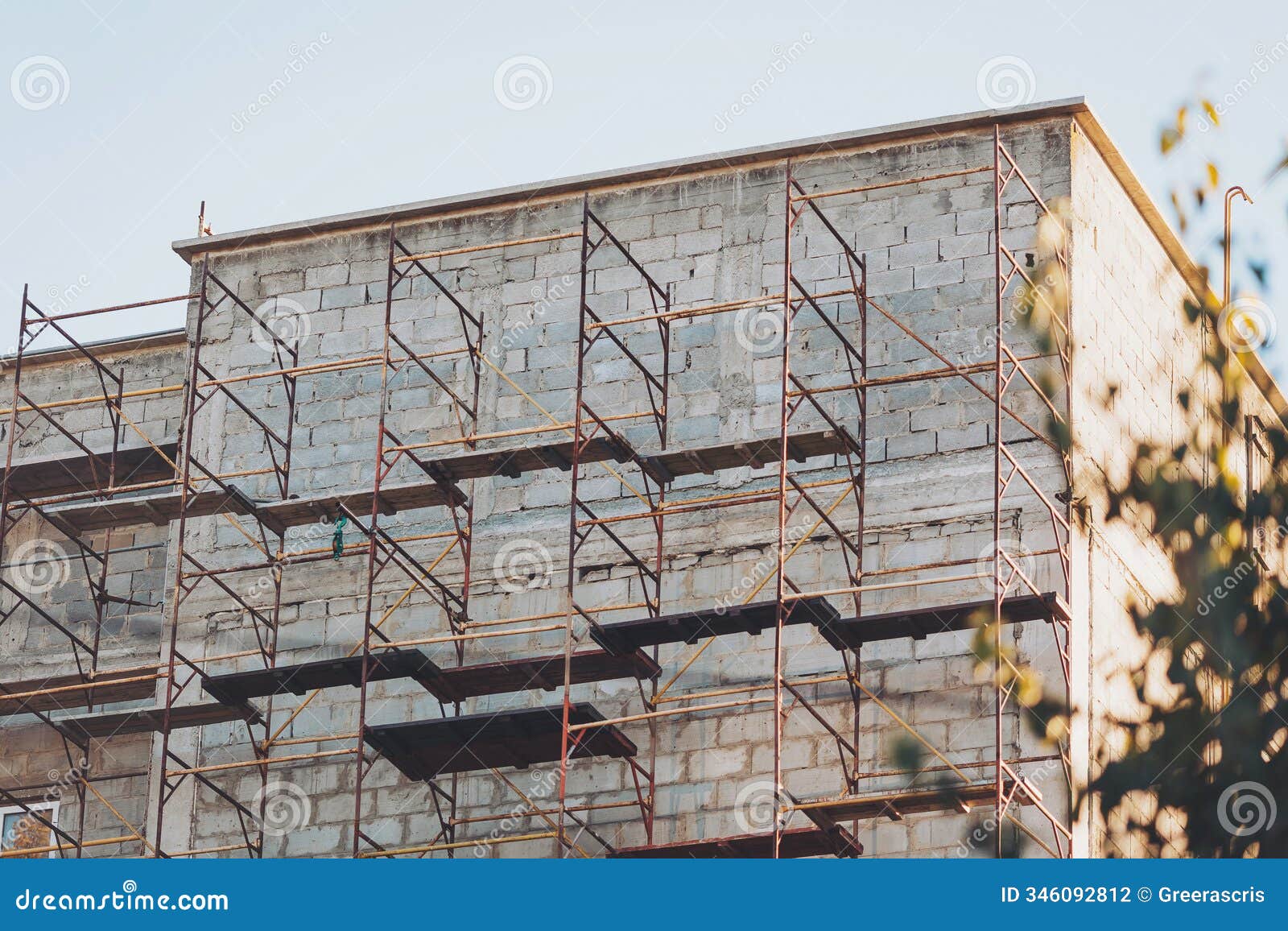 The Iron Scaffold with the Buiding Under Construction. Construction of ...