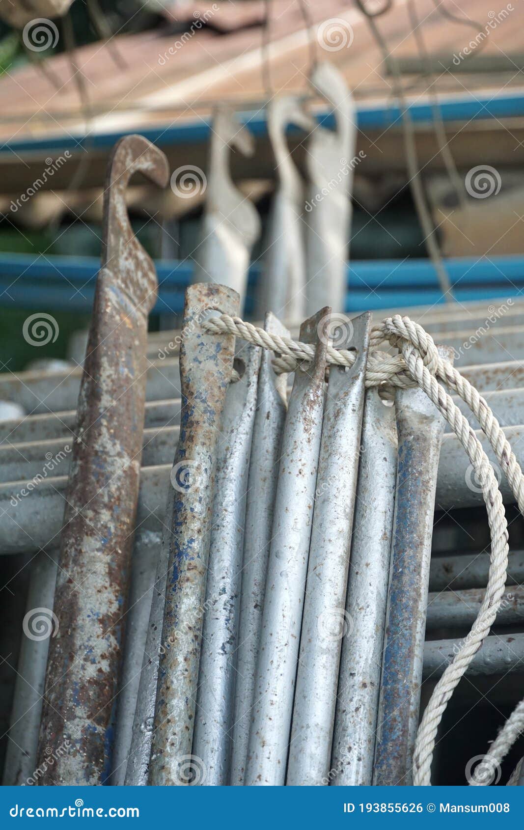 Iron Scaffolding on the Ground Stock Photo - Image of weathered, steel ...