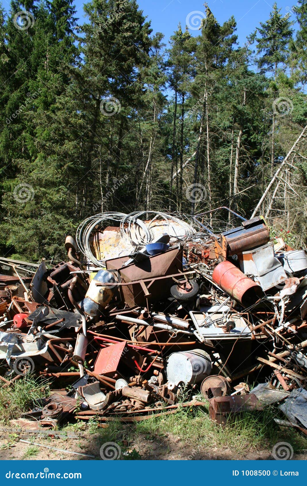 Iron scrap polution forest stock photo. Image of heap - 1008500