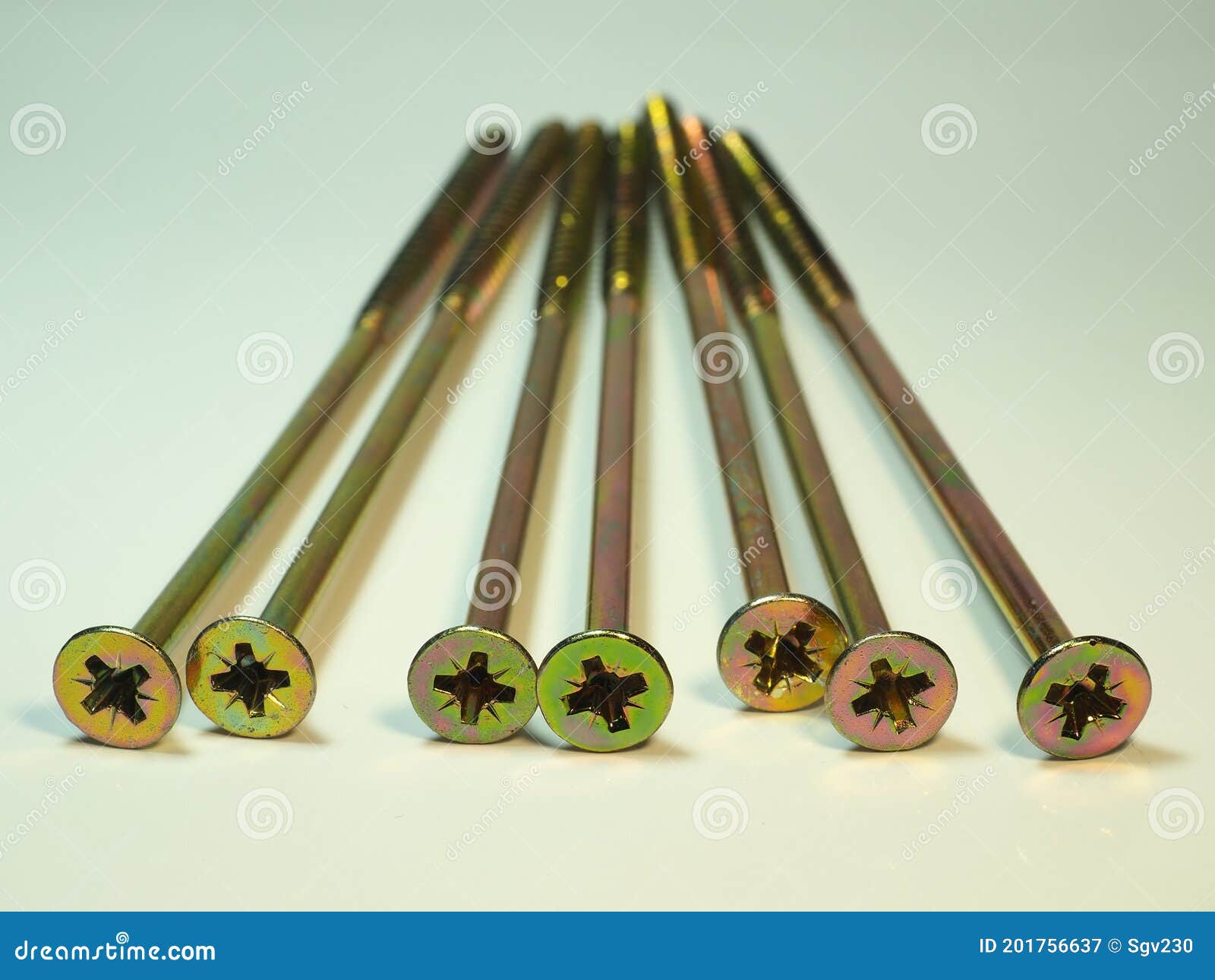 Iron Screws. Galvanized Fittings. Long Spiral Screws Stock Image ...