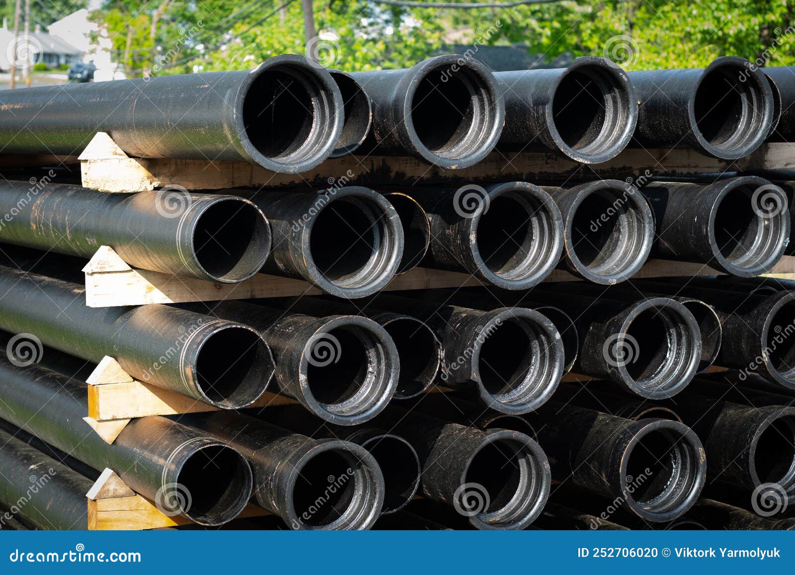 Iron sewer pipes stock photo. Image of piping, cast - 252706020