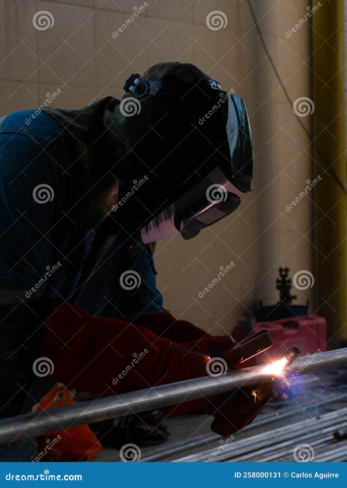 Iron Soldering, Man Working on Iron Soldering, Welding Sparks Stock ...