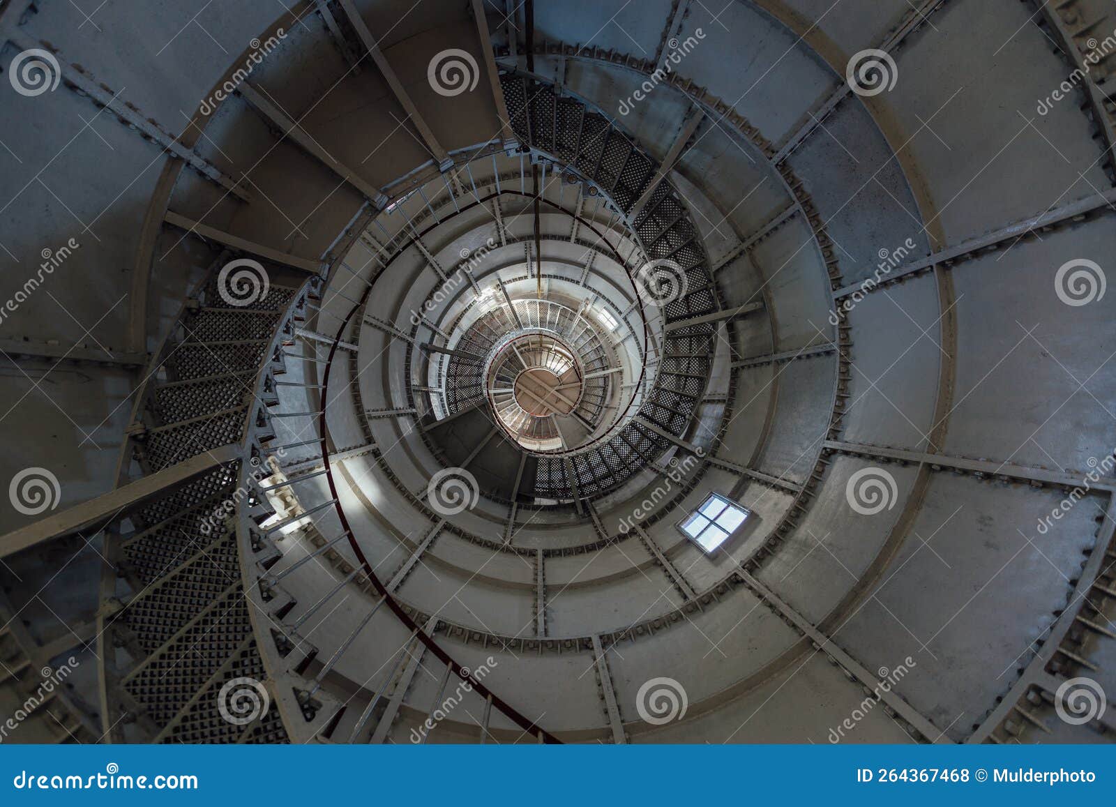Iron Spiral Staircase Inside the Old Lighthouse, Bottom View Stock ...