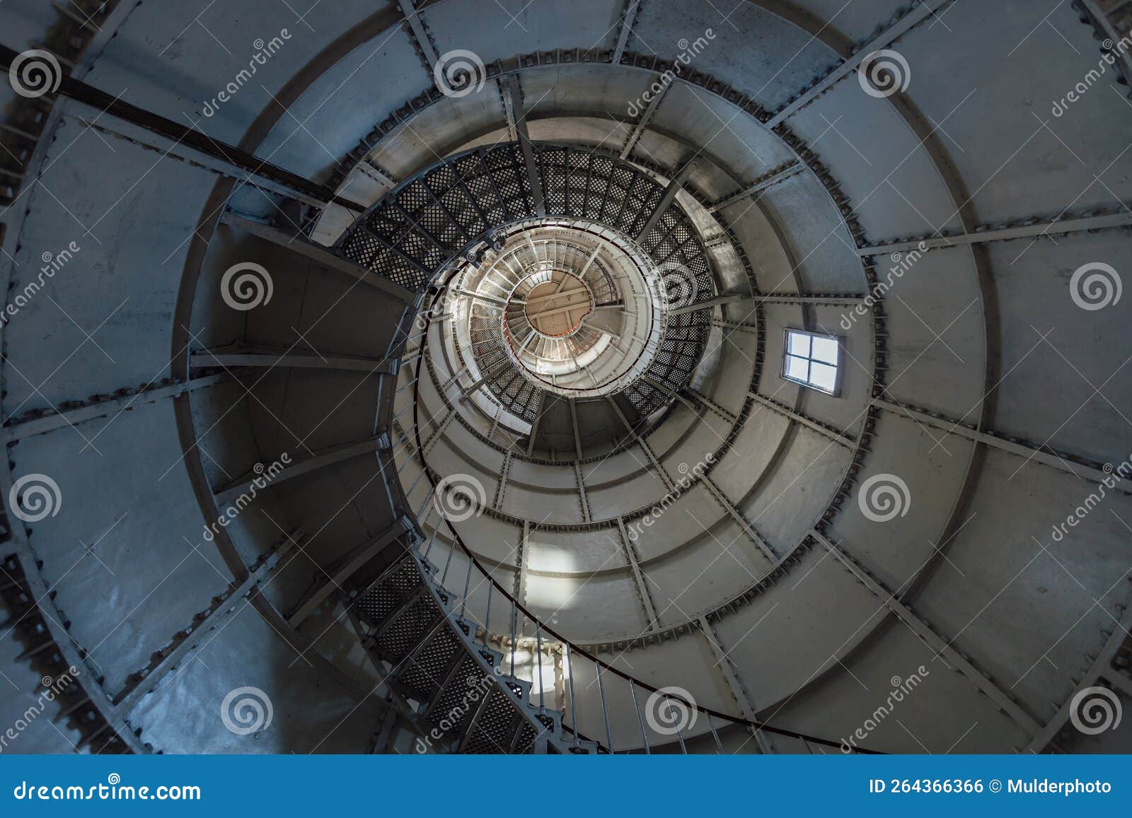 Iron Spiral Staircase Inside the Old Lighthouse, Bottom View Stock ...