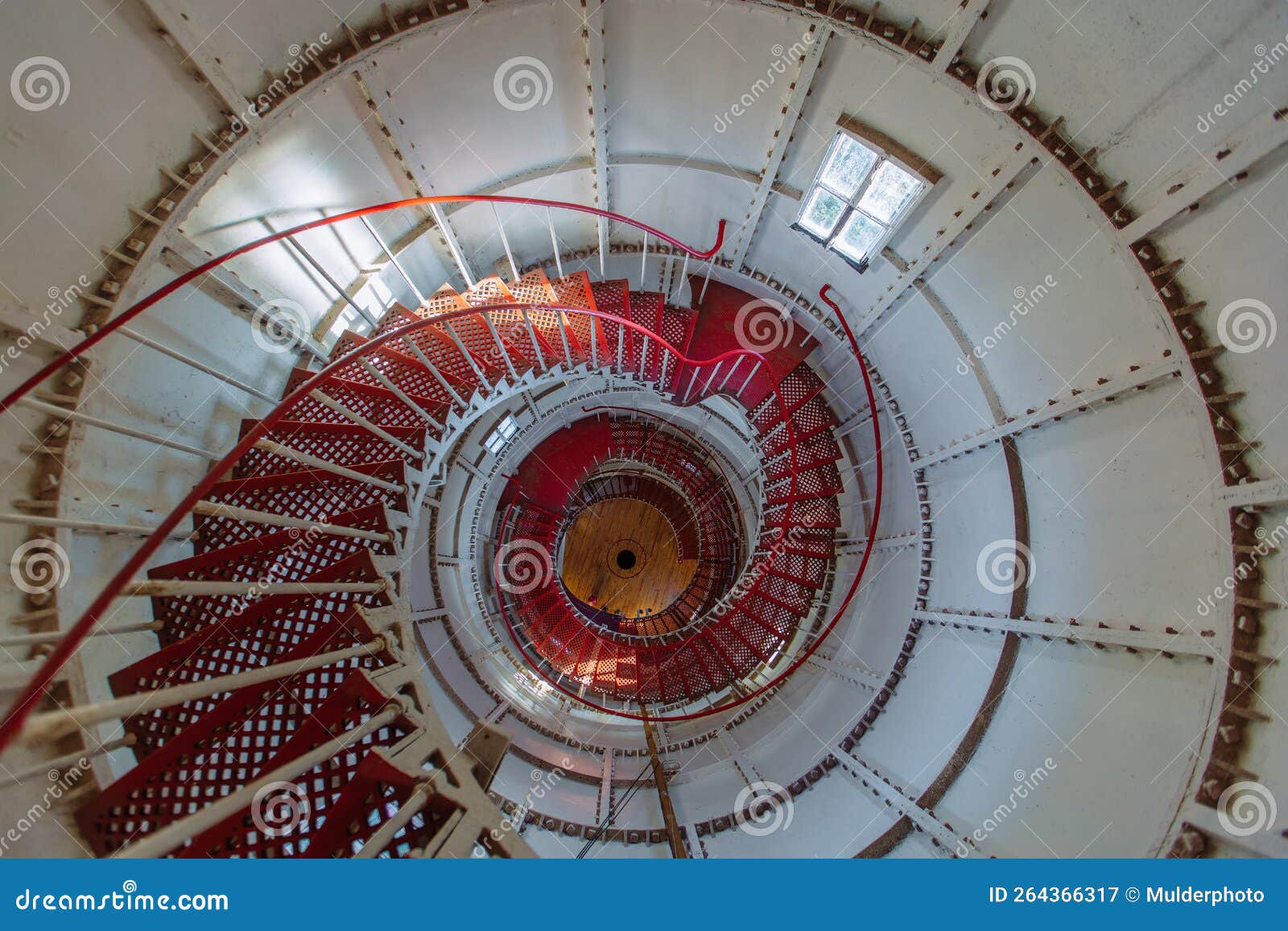 Iron Spiral Staircase Inside the Old Lighthouse, Top View Stock Image ...