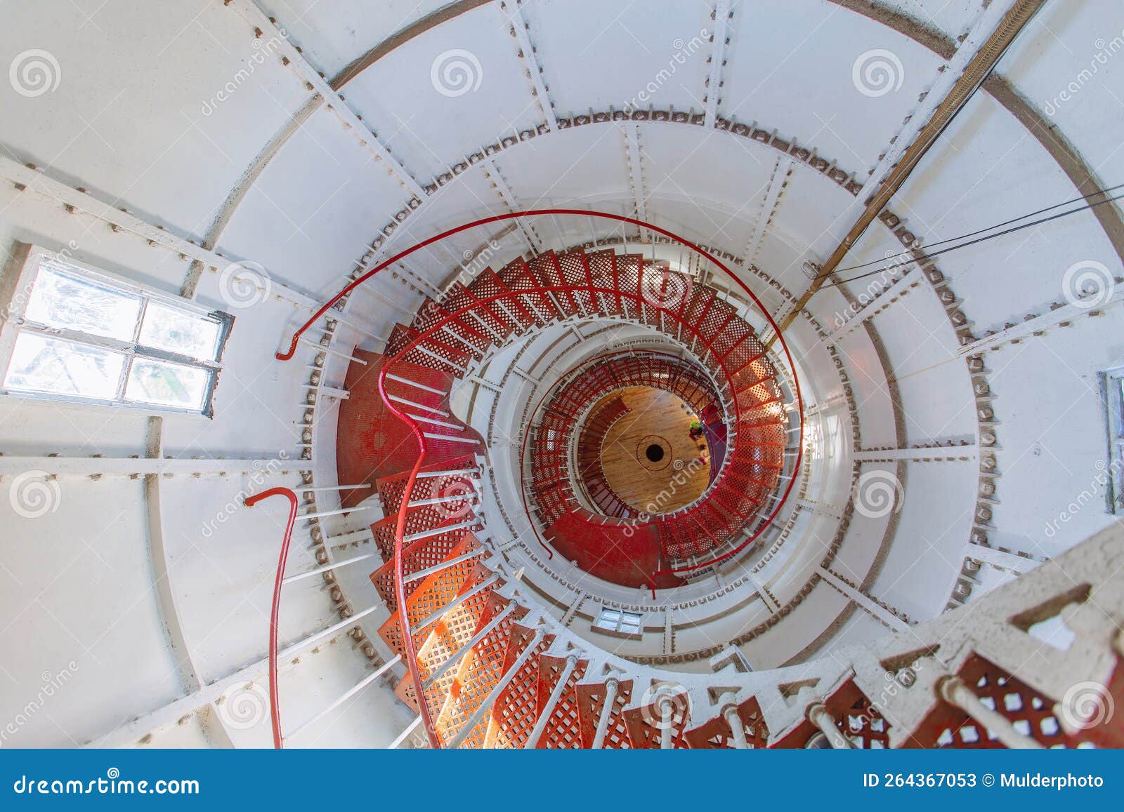 Iron Spiral Staircase Inside the Old Lighthouse, Top View Stock Image ...