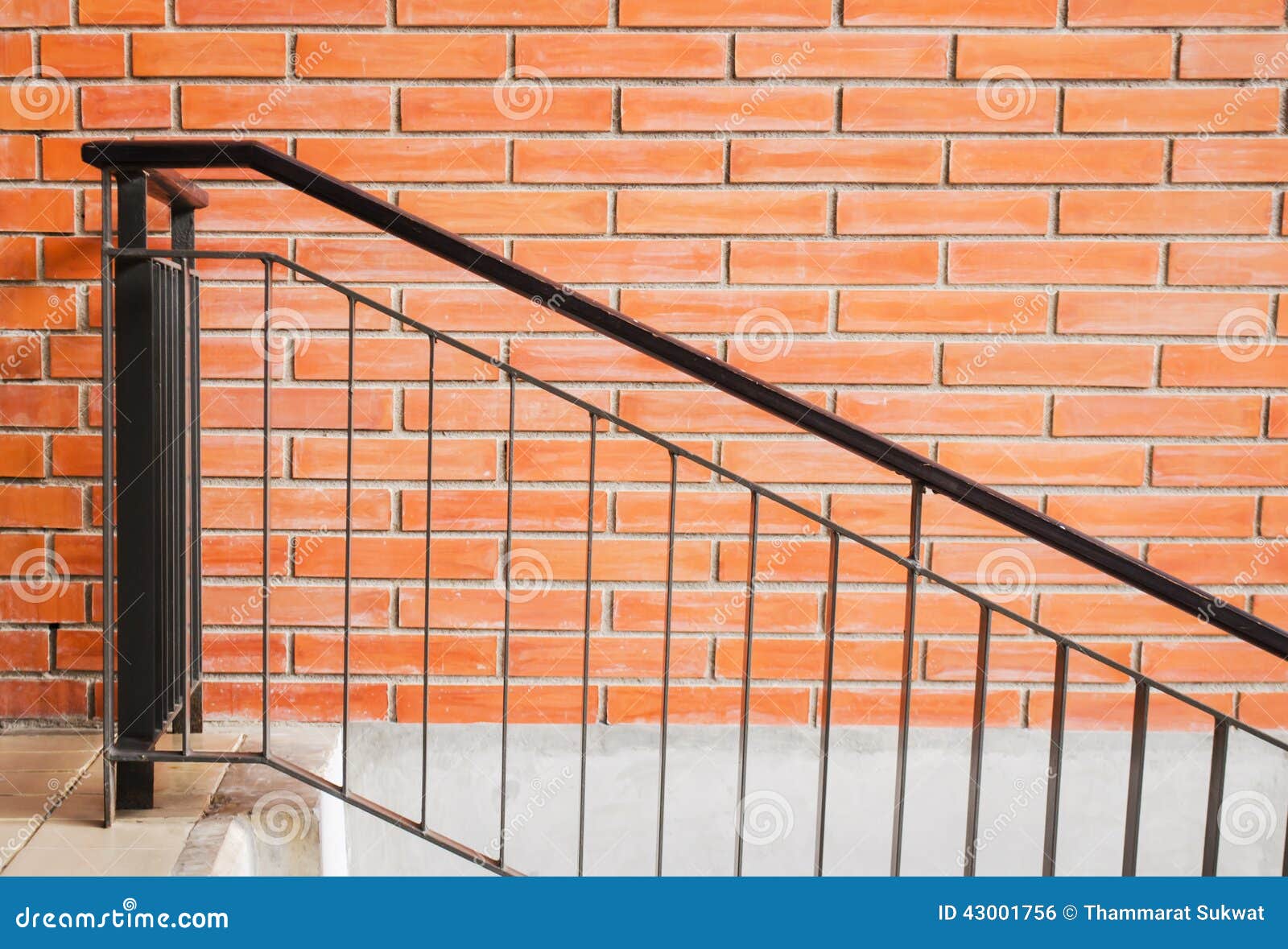 Iron Stair Against Brick Wall Stock Photo - Image of perspective ...