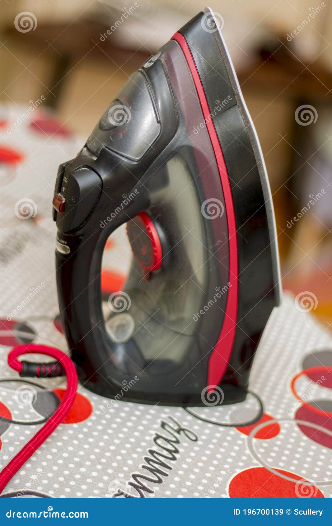 Iron Standing on the Ironing Board Closeup Stock Image - Image of iron ...