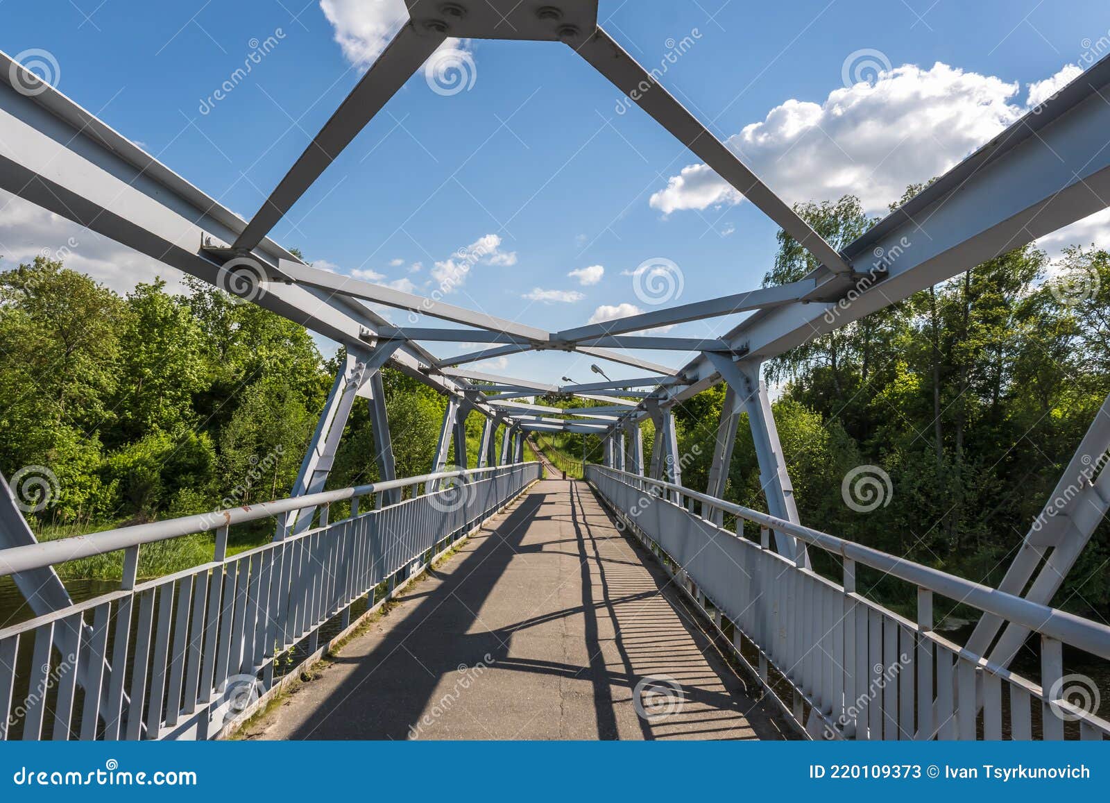 Iron Steel Frame Construction of Bridge on Blue Sky Background. Bridge ...