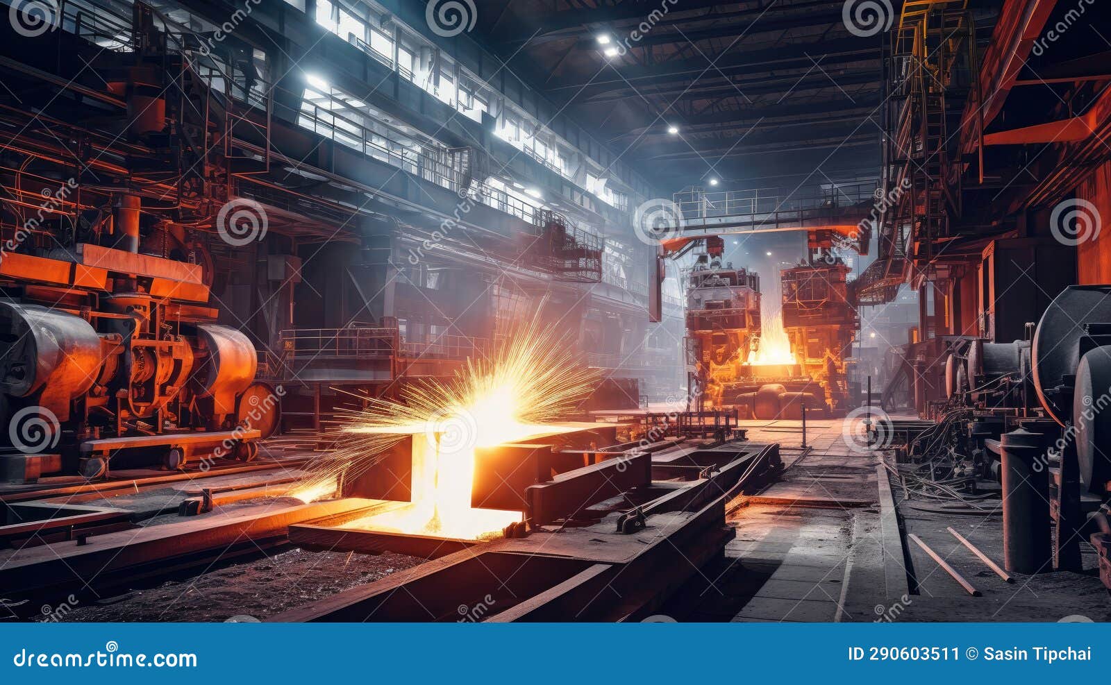 Steel Making Automated Equipment. Isometric Industrial Steel Production ...