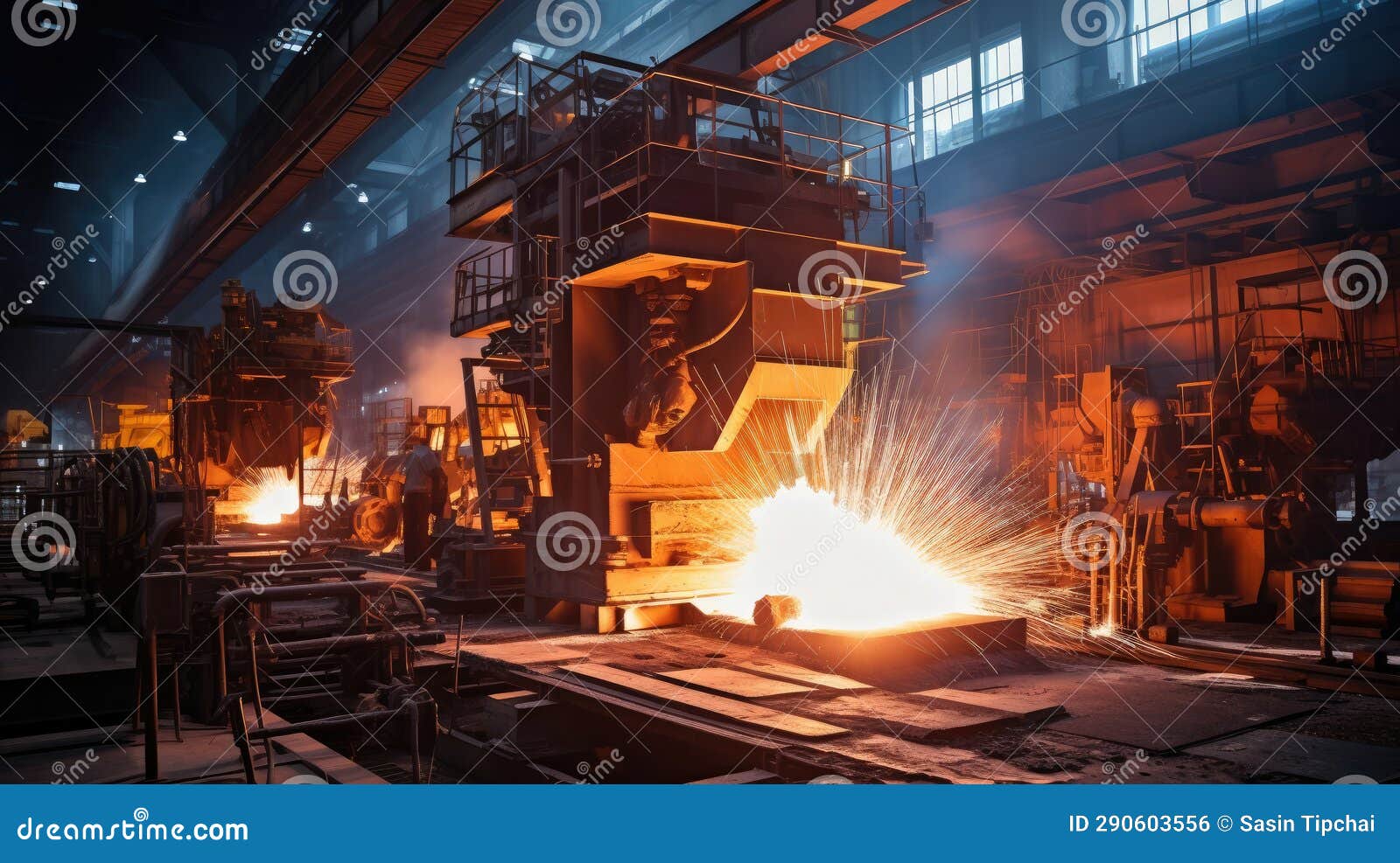 Steel Making Automated Equipment. Isometric Industrial Steel Production ...