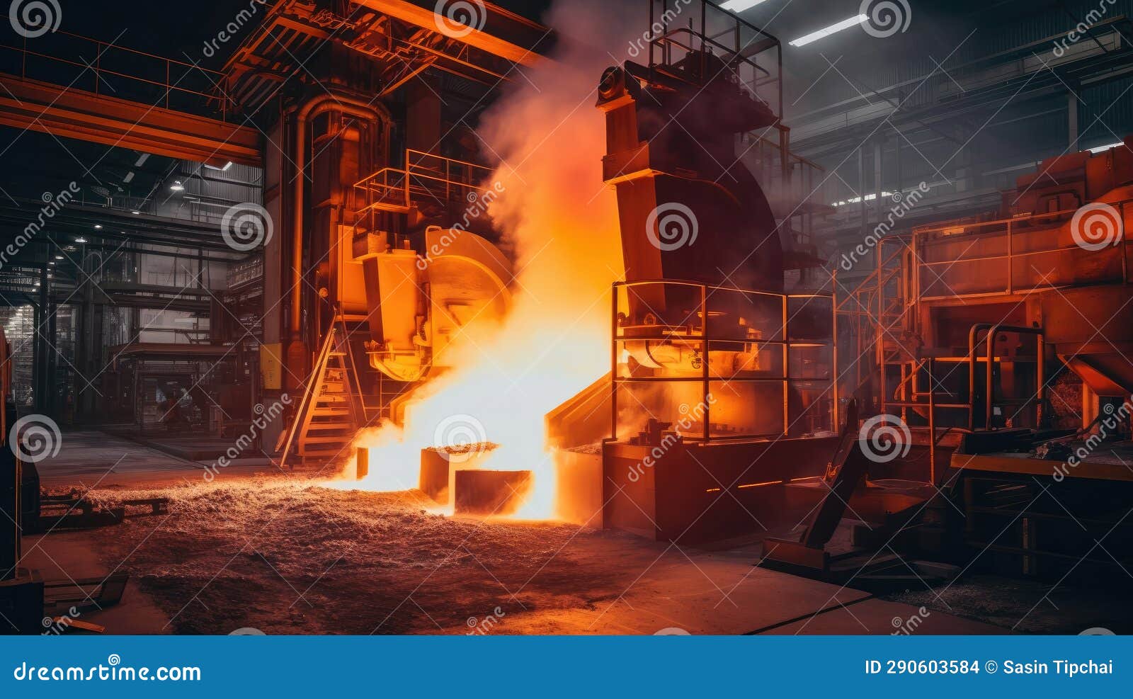 Iron and Steel Making Factory Stock Illustration - Illustration of melt ...