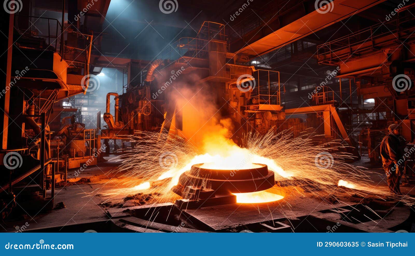 Iron and Steel Making Factory Stock Illustration - Illustration of heat ...