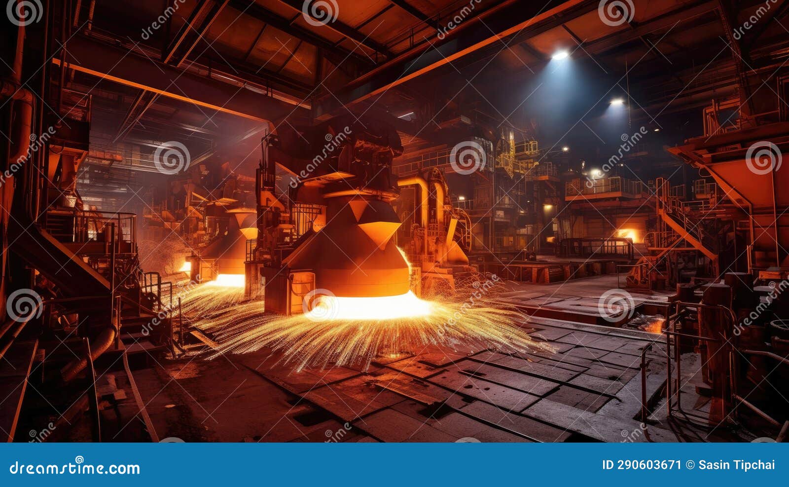 Iron and Steel Making Factory Stock Image - Image of heavy, flame ...