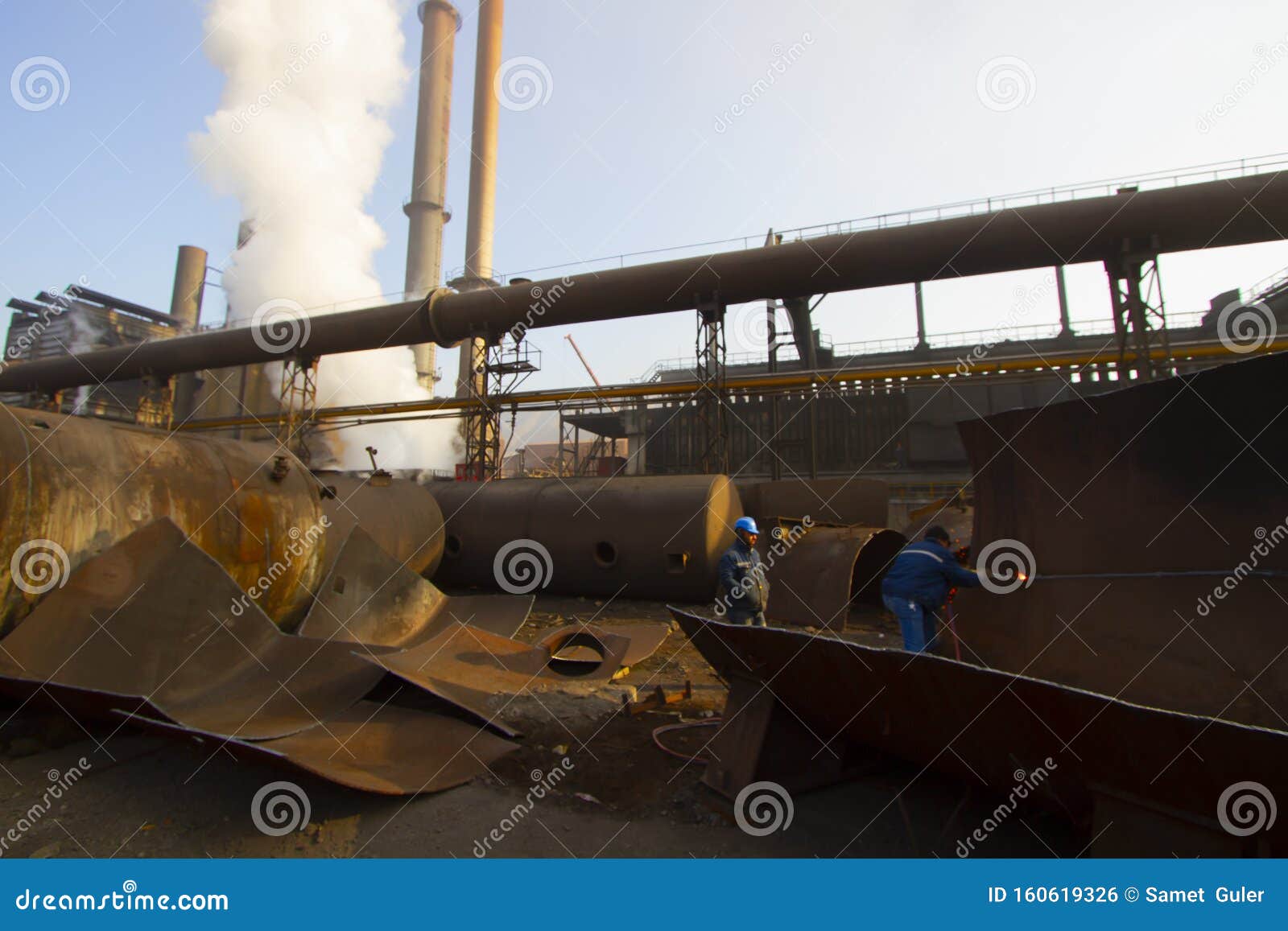 Iron and Steel Producing Factory and Workers Working. Editorial Photo ...