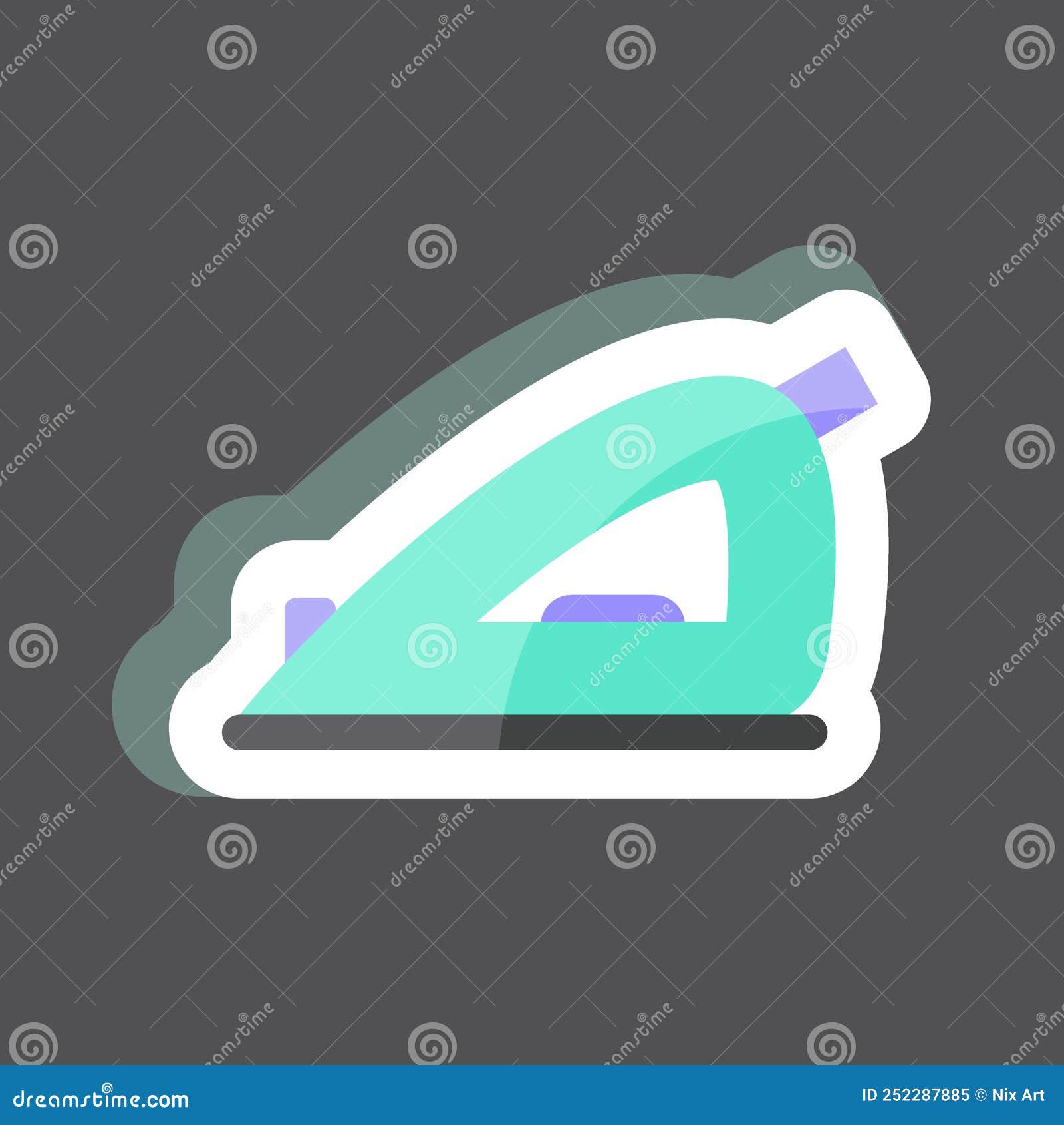 Iron Sticker in Trendy Isolated on Black Background Stock Illustration ...