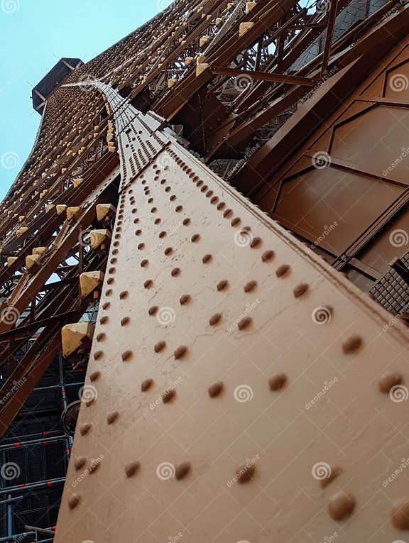 Iron Structure Details on the Eiffel Tower Stock Photo - Image of iron ...