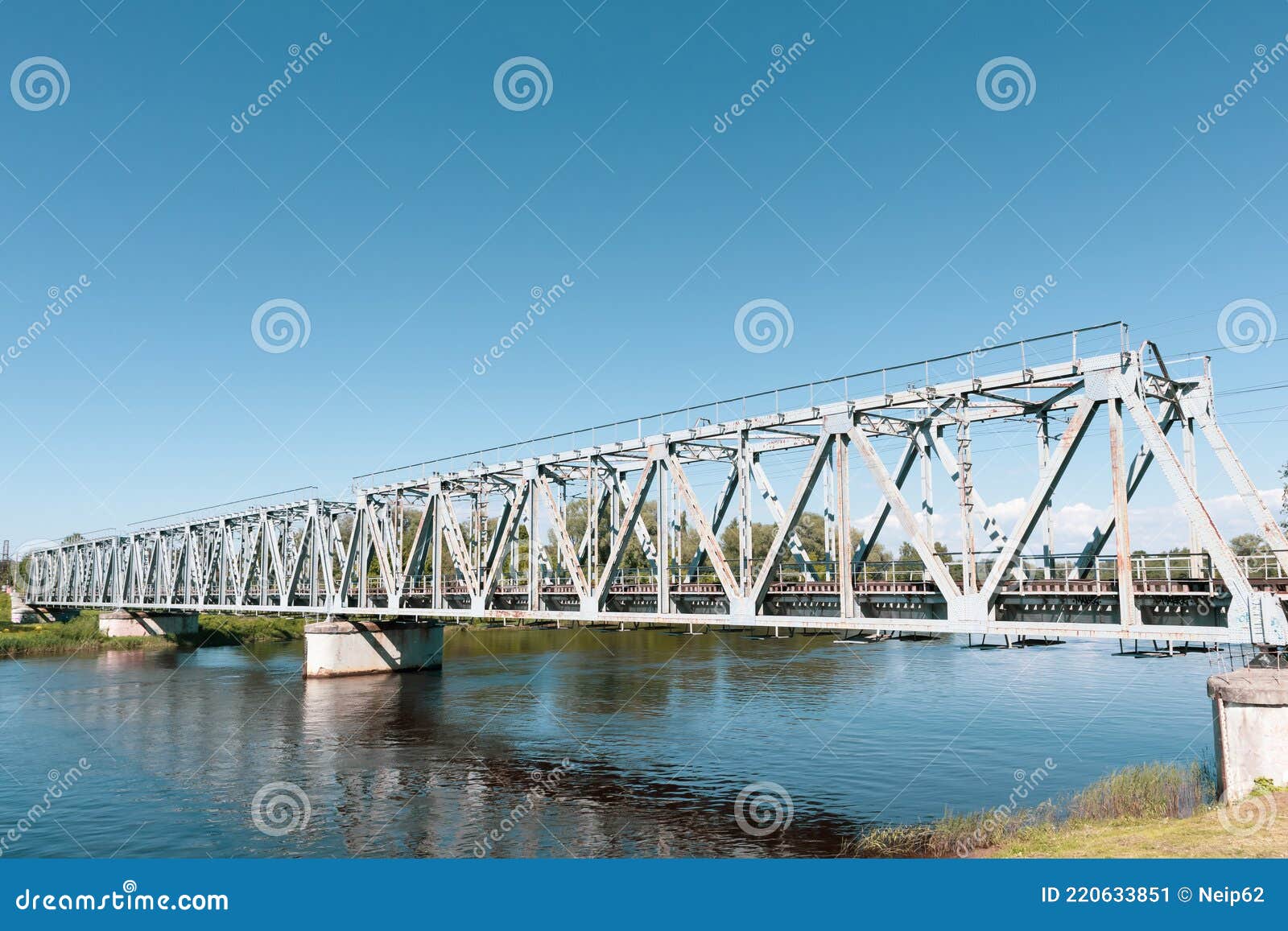 Iron Structure Railway Bridge Over the River Stock Image - Image of ...