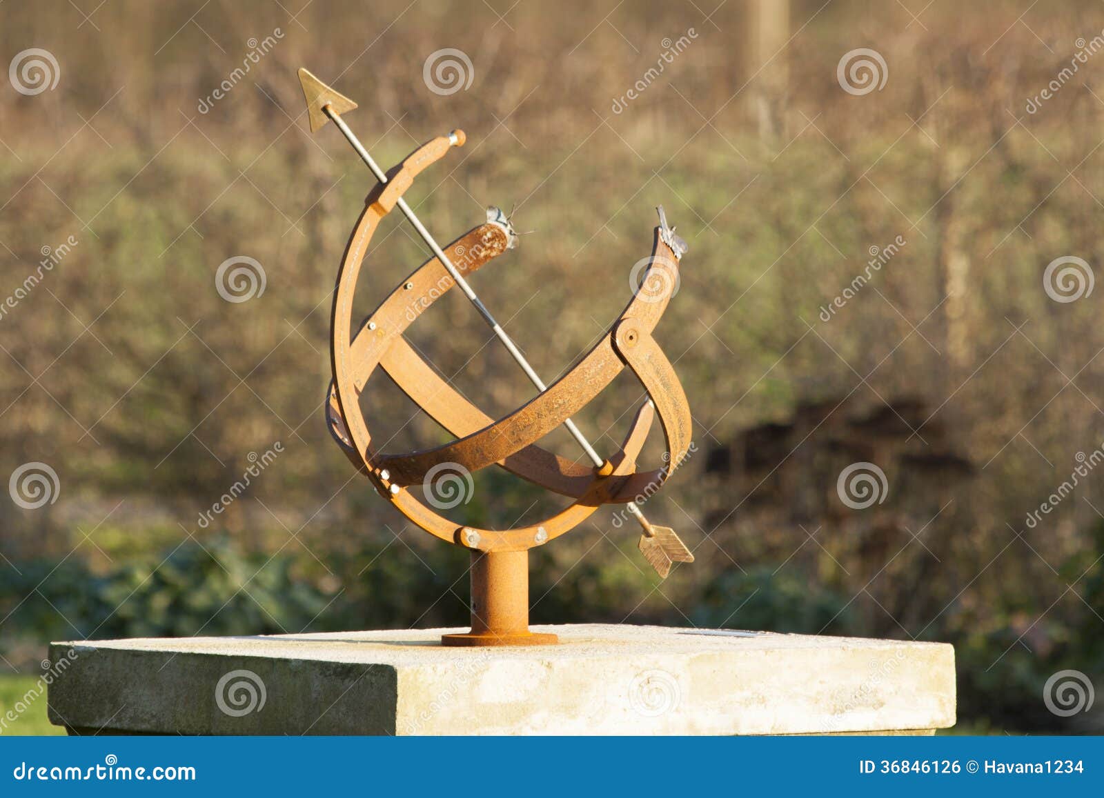 A Iron Sundial in the Garden Ancient Clock Stock Photo - Image of ...