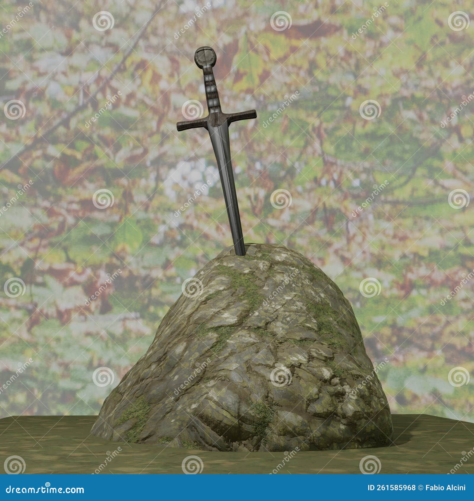Iron sword in a rock stock illustration. Illustration of excalibur ...