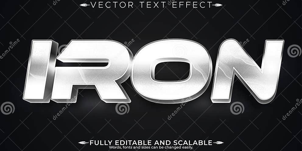 Iron Text Effect, Editable Metallic and Shiny Text Style Stock Vector ...