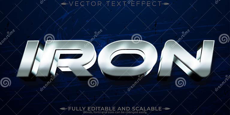 Iron Text Effect, Editable Metallic and Shiny Text Style Stock Vector ...