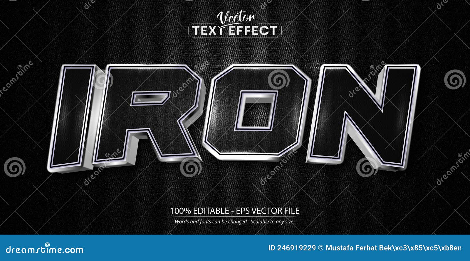 Iron Text, Metallic Silver Style Editable Text Effect Stock Vector ... Iron Text, Metallic Silver Style Editable Text Effect Stock Vector ...