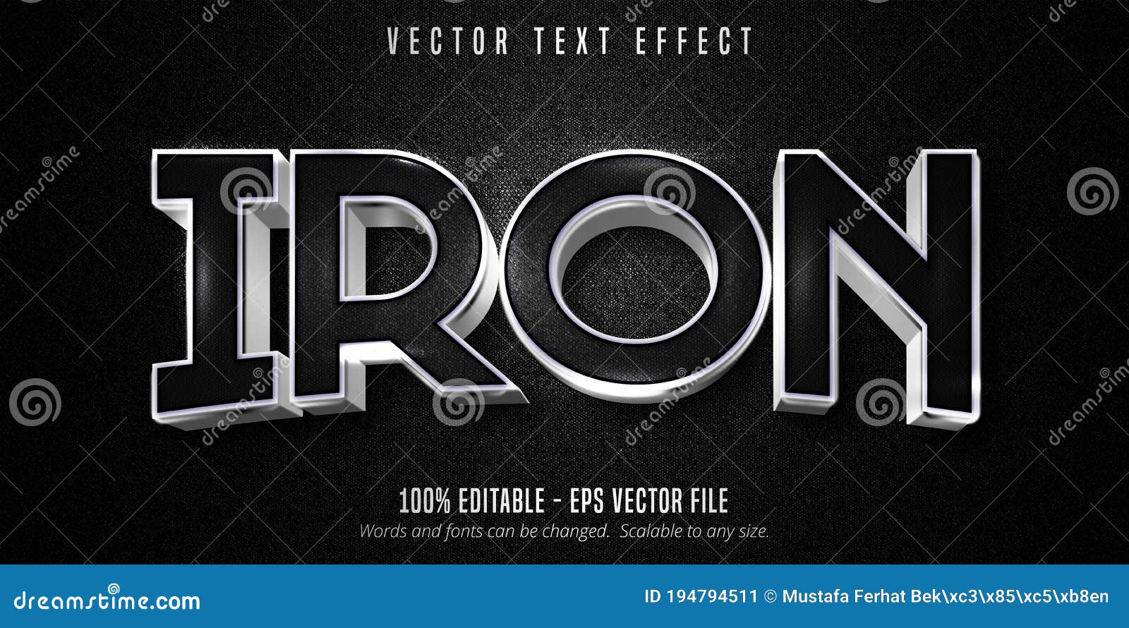 Iron Text, Metallic Silver Style Editable Text Effect Stock Vector ... Iron Text, Metallic Silver Style Editable Text Effect Stock Vector ...