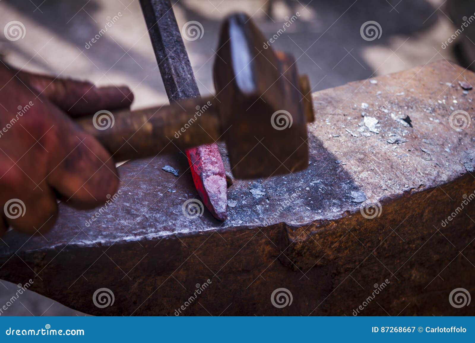 Iron tool is being forged stock image. Image of middle - 87268667
