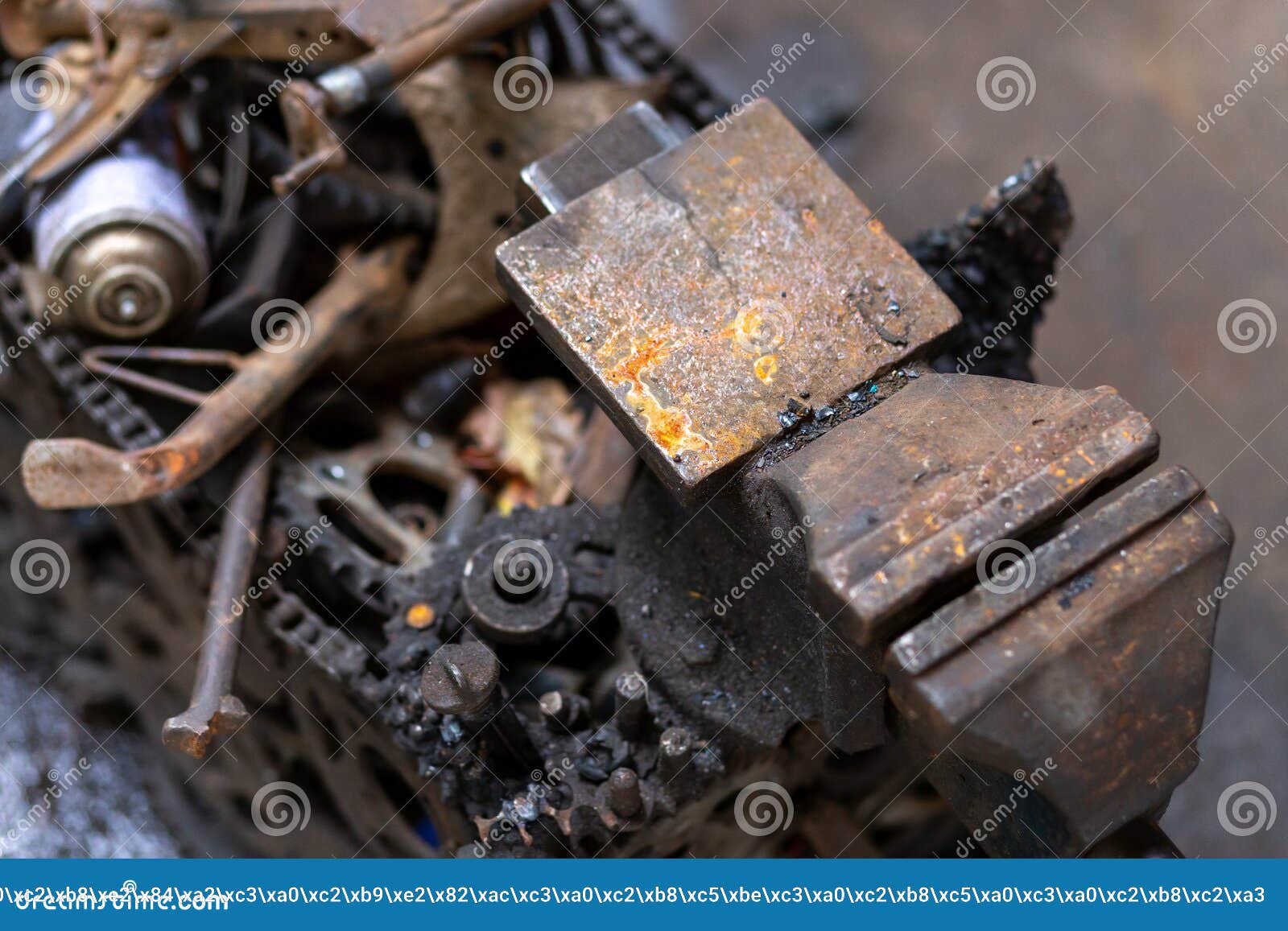 The Iron Tool Stand is Stained with Rust. Car Mechanic Tool Clamps in ...