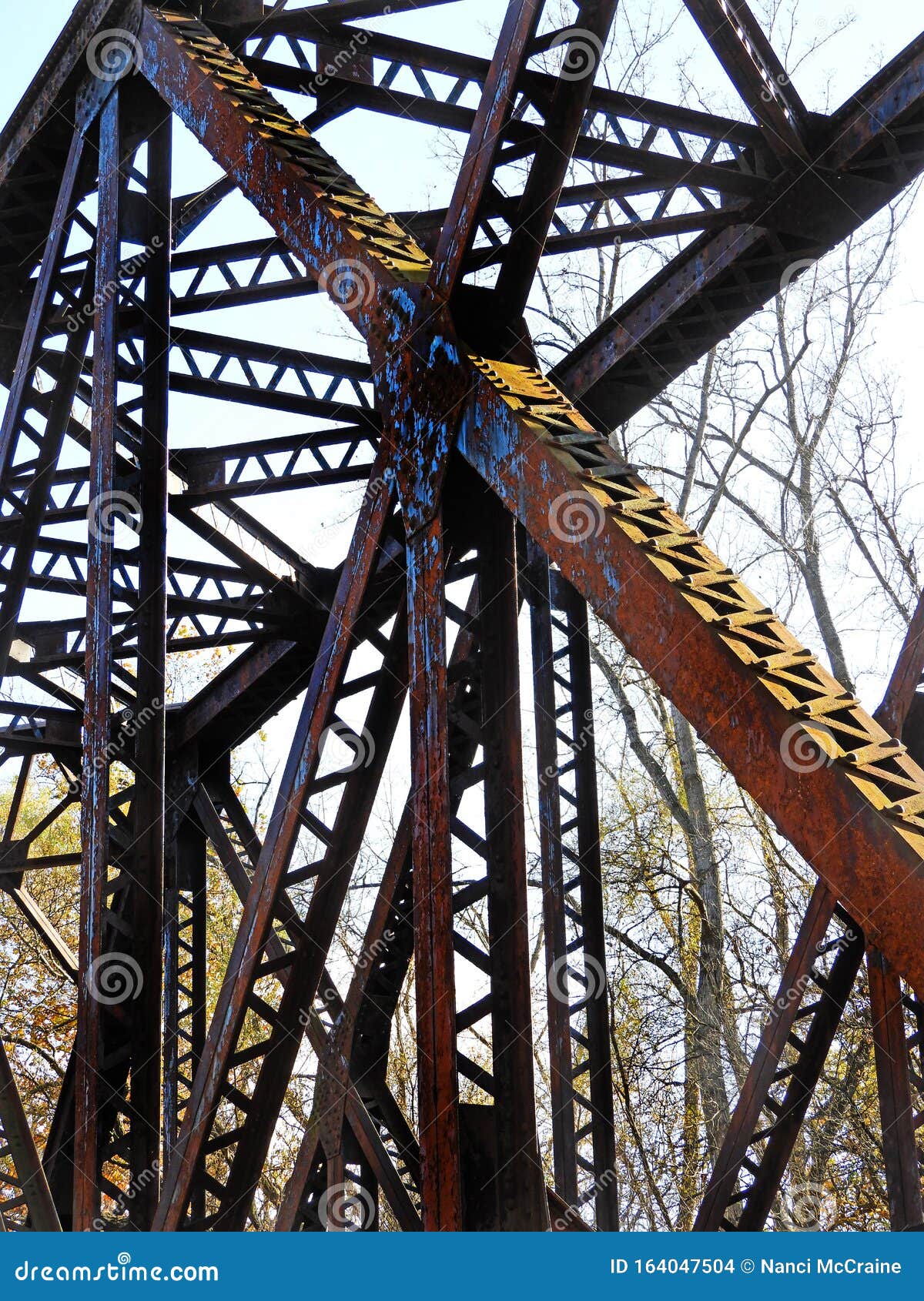 Railroad Iron Trestle Design of Train Bridge Near Ithaca NYS Stock ...