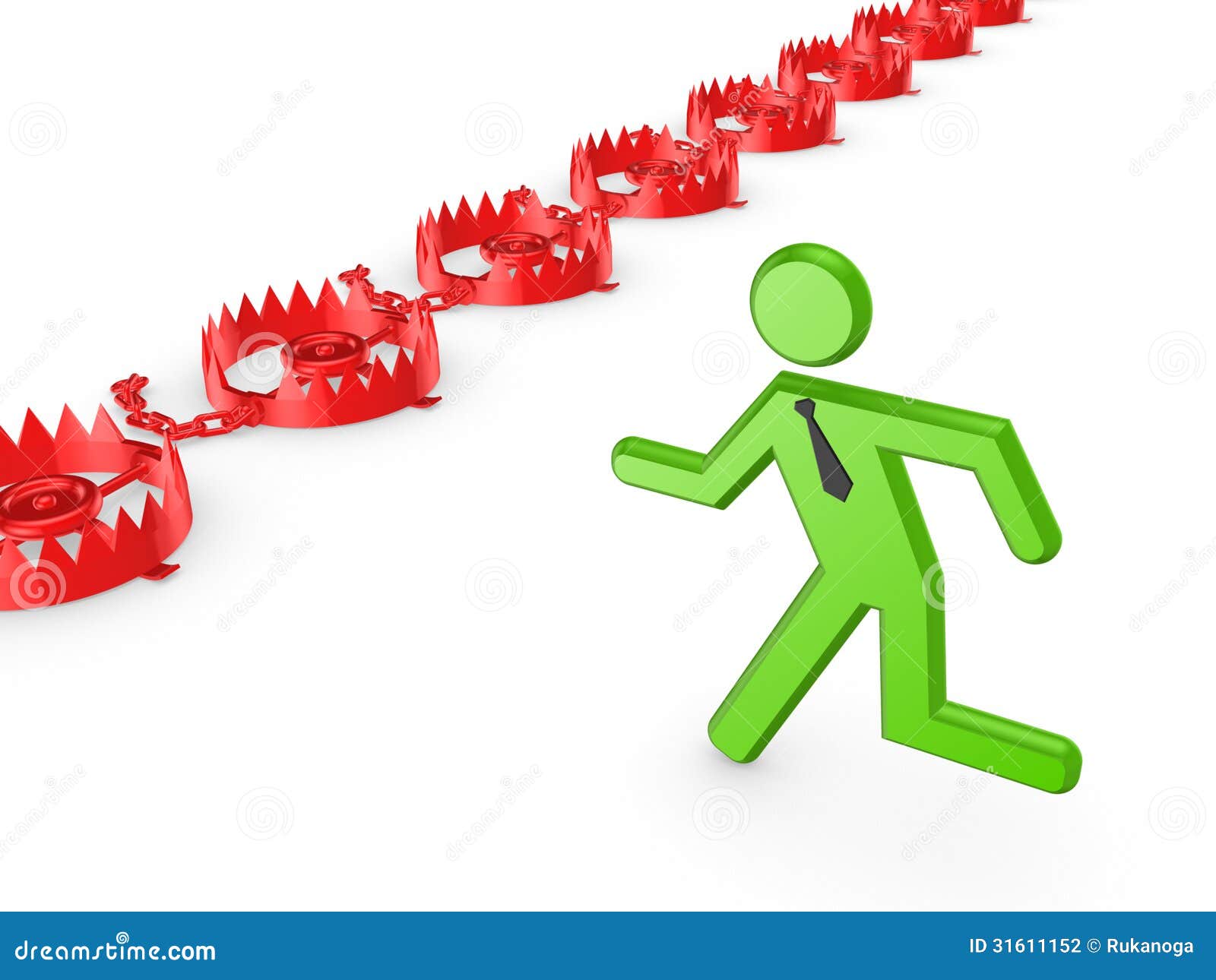 Iron Traps and Running 3d Small Person. Stock Photo - Image of catching ...