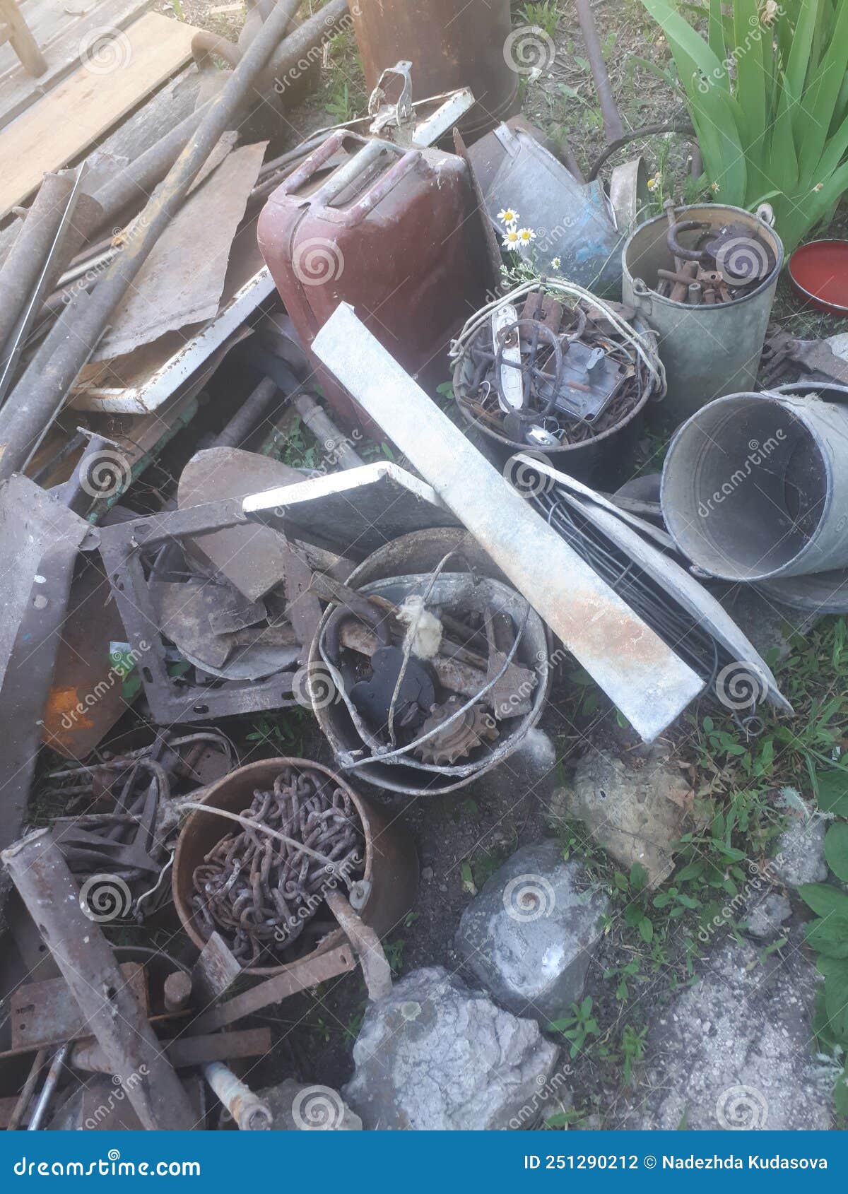 Iron trash on the ground stock photo. Image of ground - 251290212