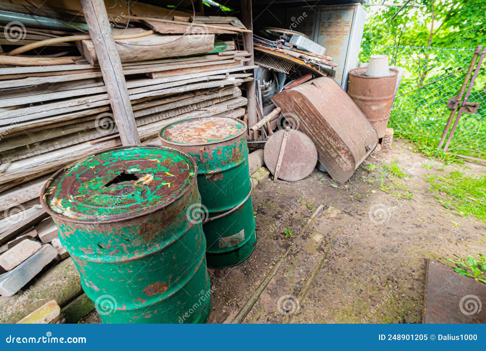 Iron Waste in the Home Backyard - Iron Collection. Stock Image - Image ...