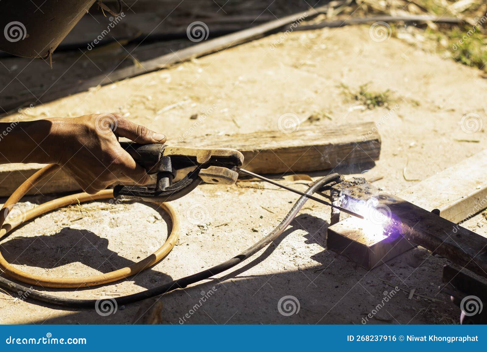 The Iron Welder Had a Skeet of Fire and Smoke. Stock Photo - Image of ...