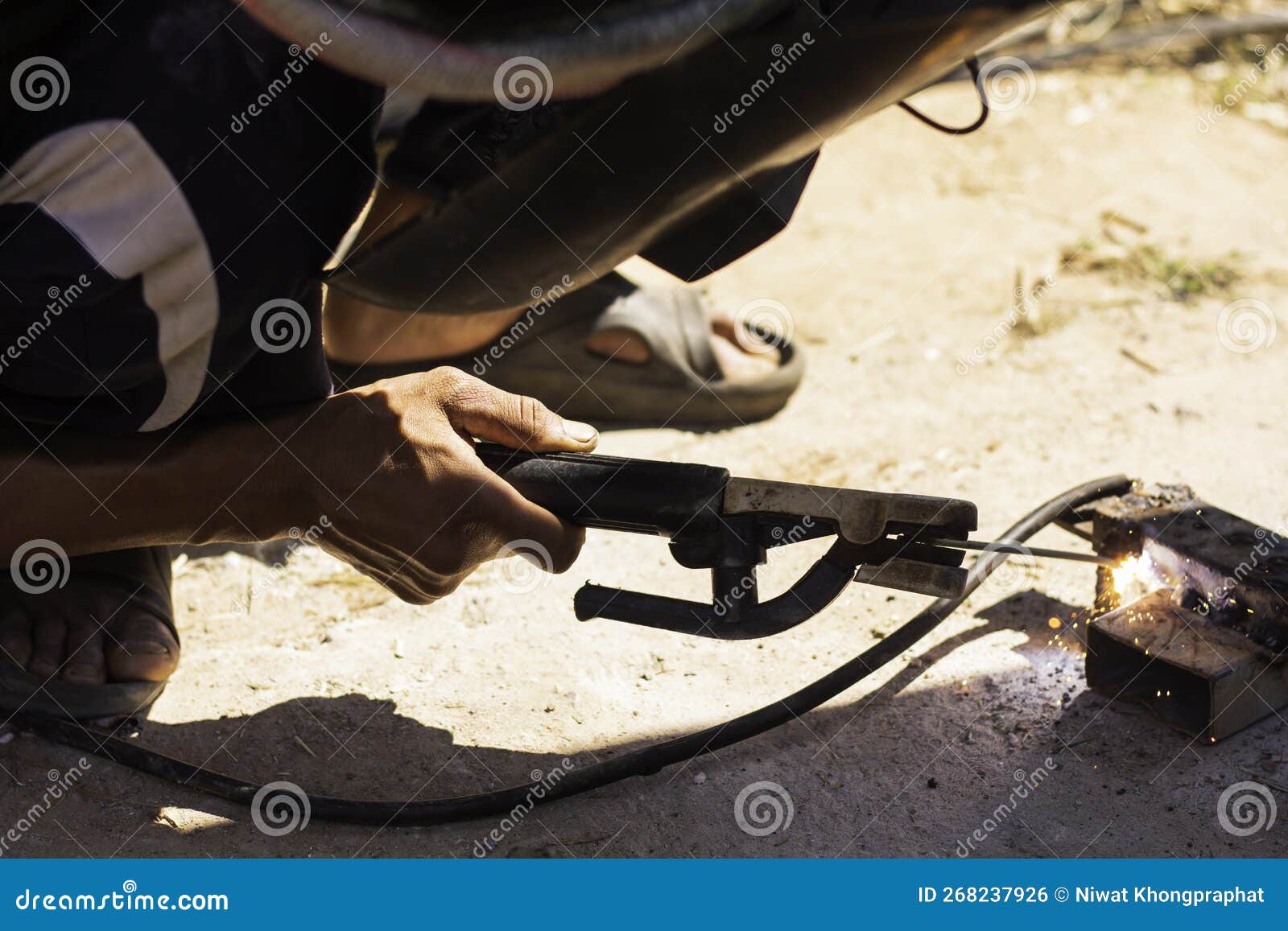 The Iron Welder Had a Skeet of Fire and Smoke. Stock Photo - Image of ...