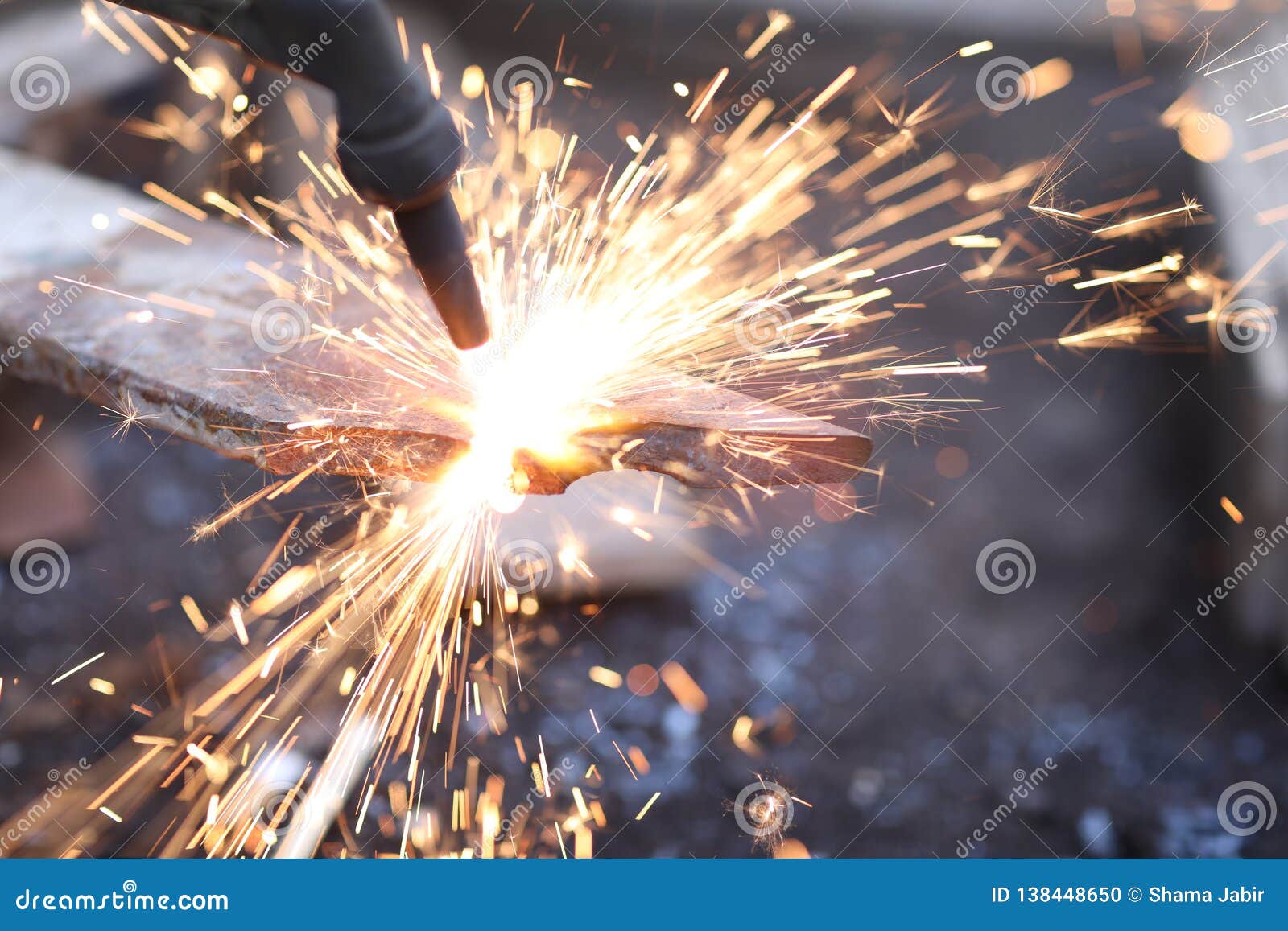 Iron Welding in Workshop stock photo. Image of spark - 138448650