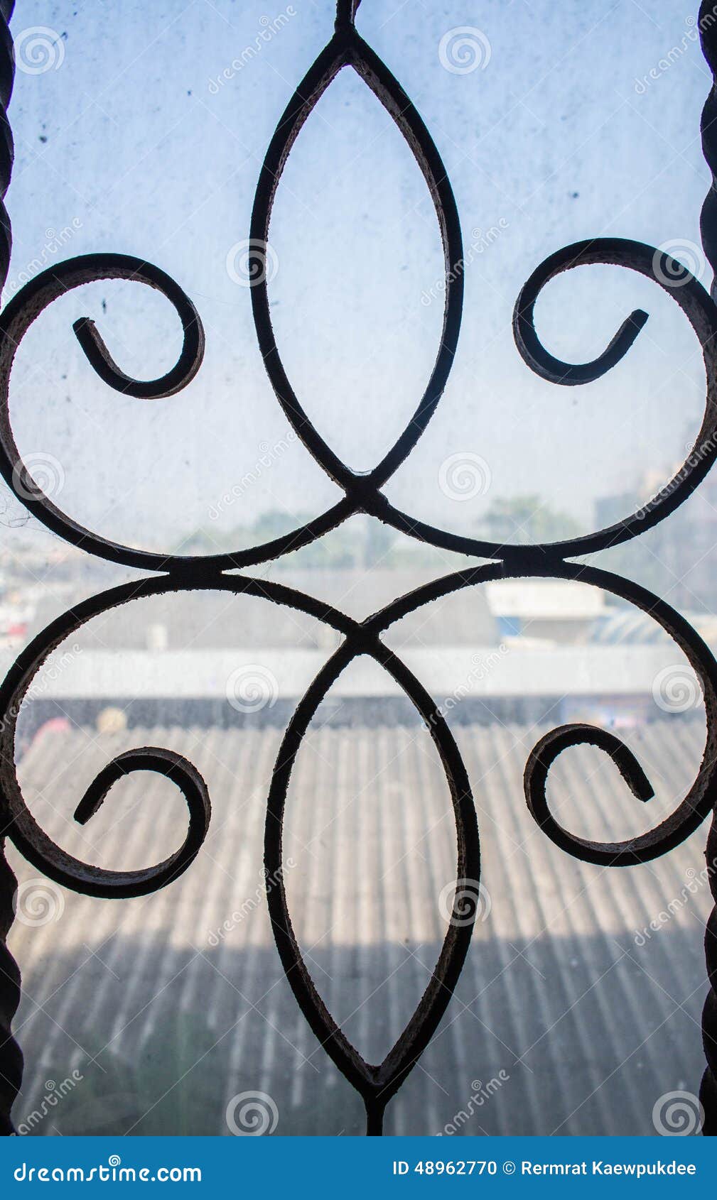 Iron window with an old. stock photo. Image of lock, enclosure - 48962770
