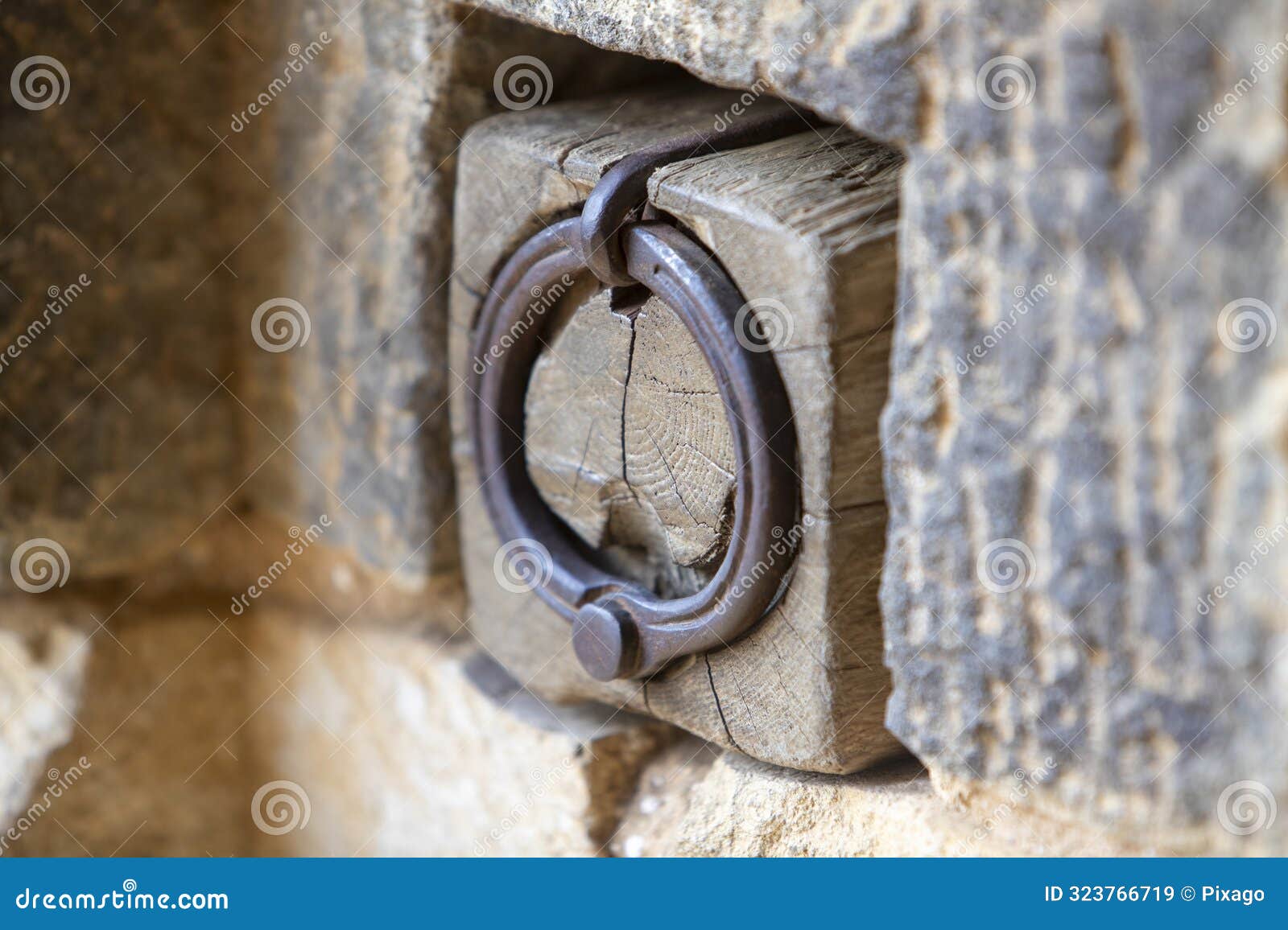 Iron and Wood Locking System, Inserted into a Stone Wall. Stock Image ...