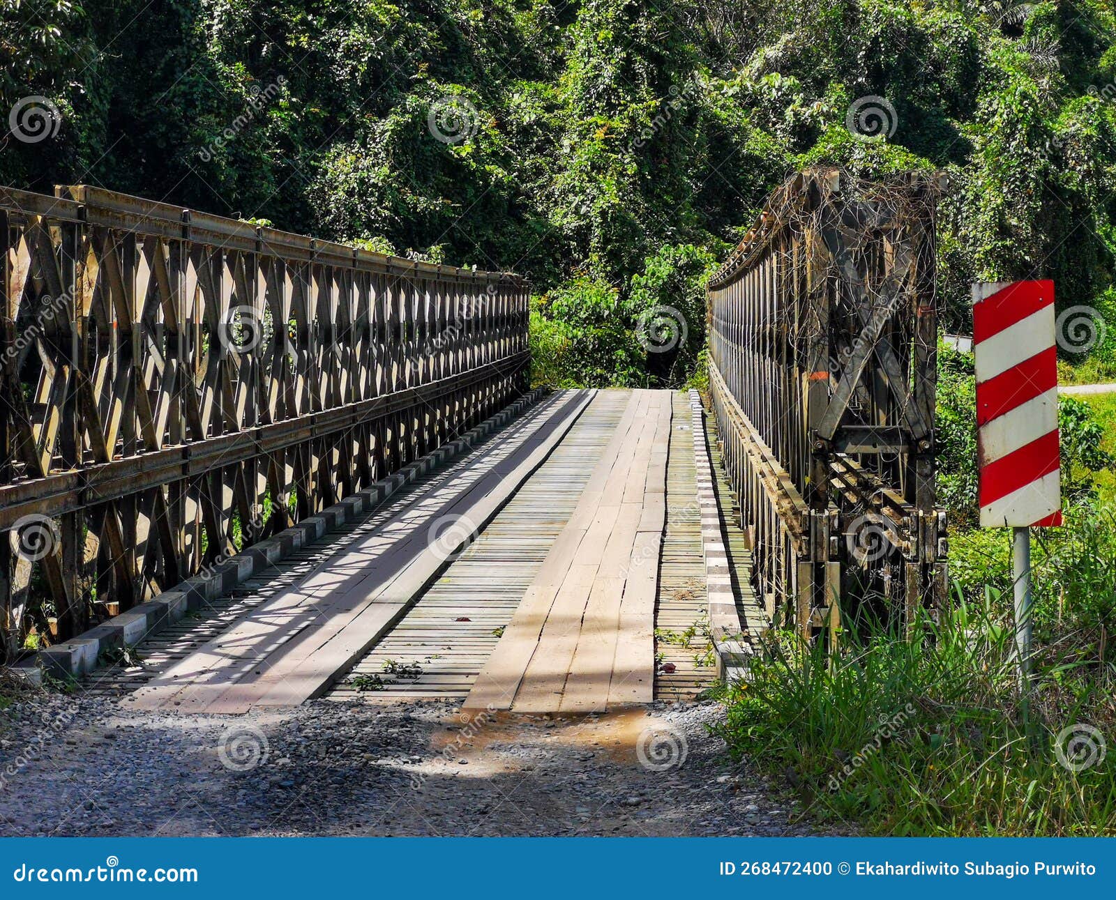 Iron and Wooden Bridge in Rural Area. Stock Photo - Image of evening ...