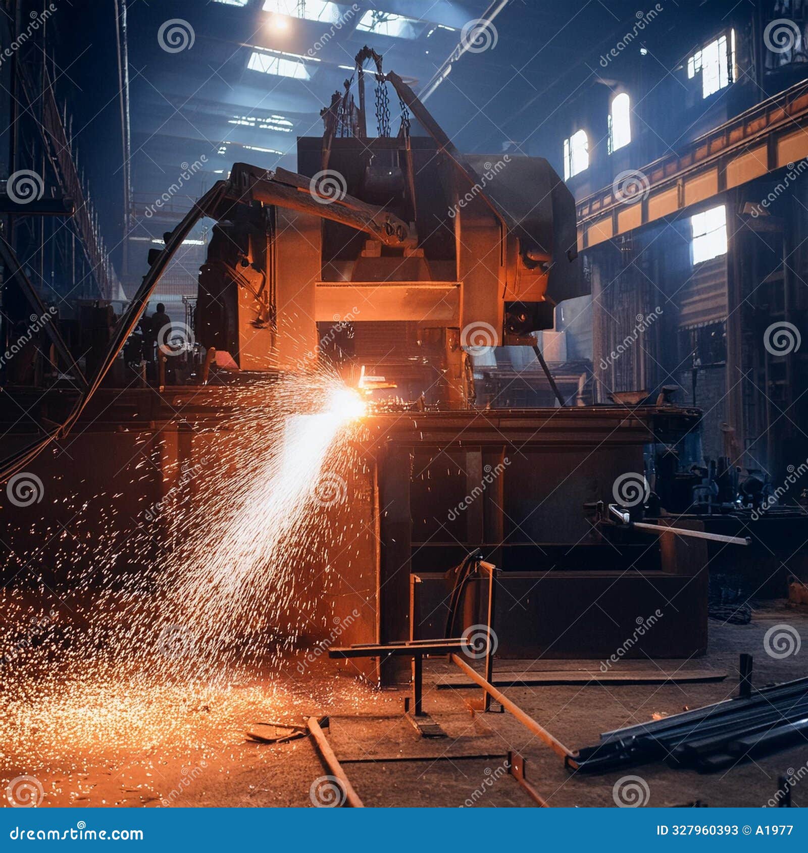 Iron working, AI generated stock illustration. Illustration of track ...