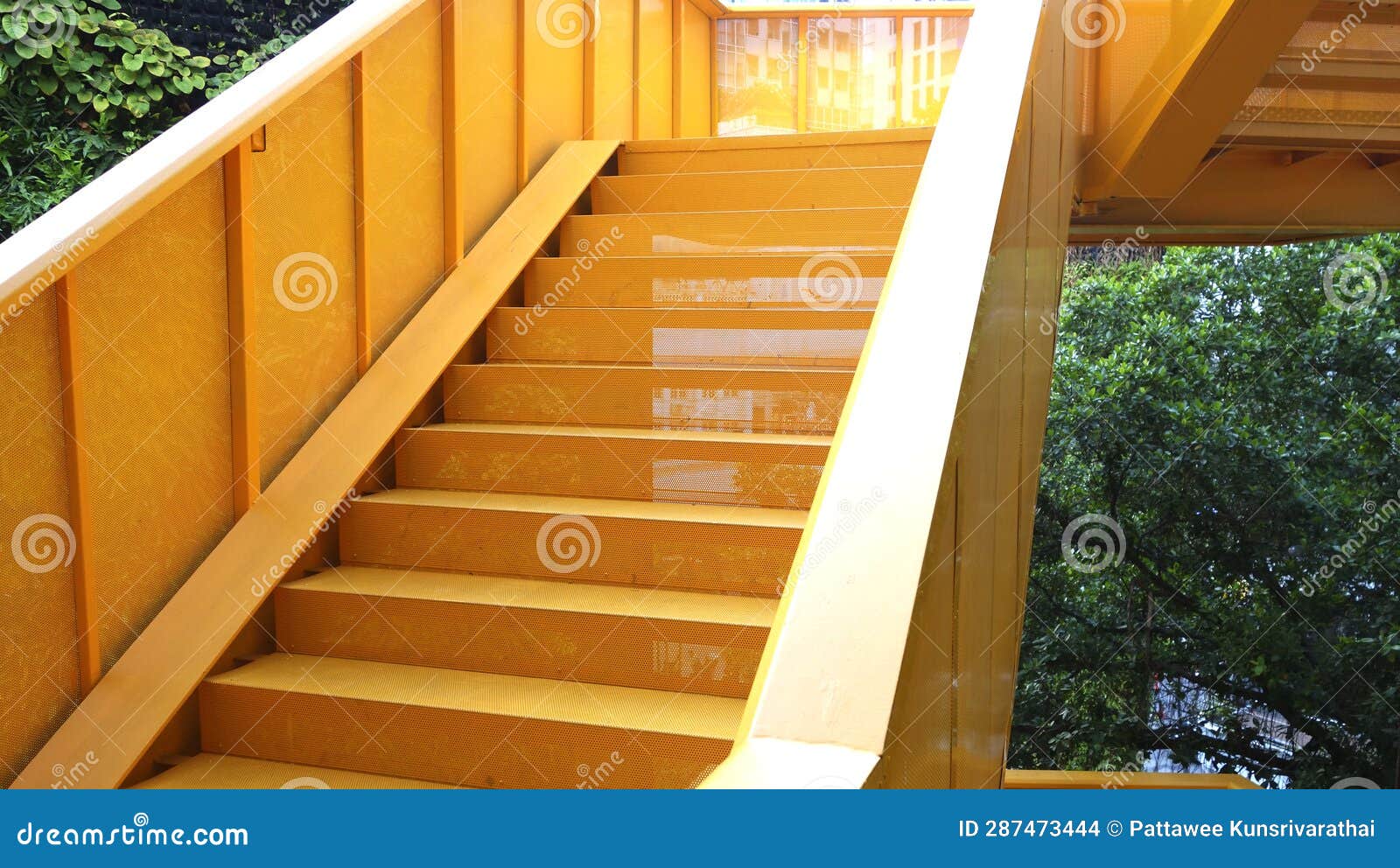 Iron Yellow Staircase Outside Contemporary Building Stock Photo - Image ...