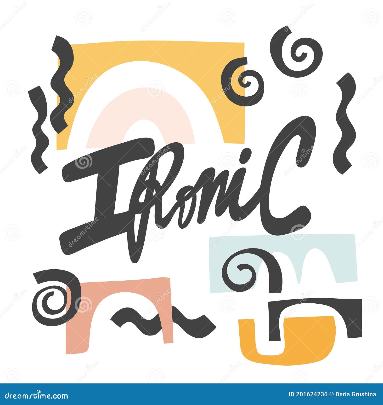 Ironic. Hand Drawn Lettering Logo for Social Media Content Stock Vector ...