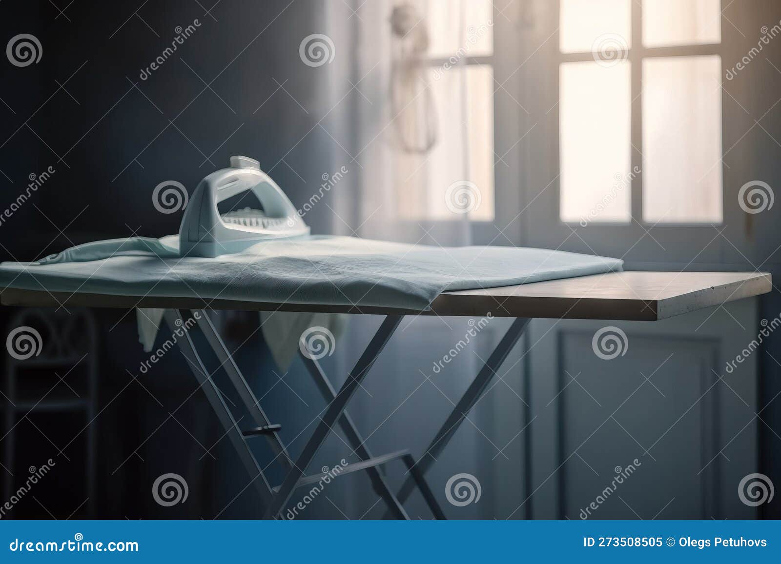 A Ironing Board with a White Iron on Top of it Stock Image - Image of ...