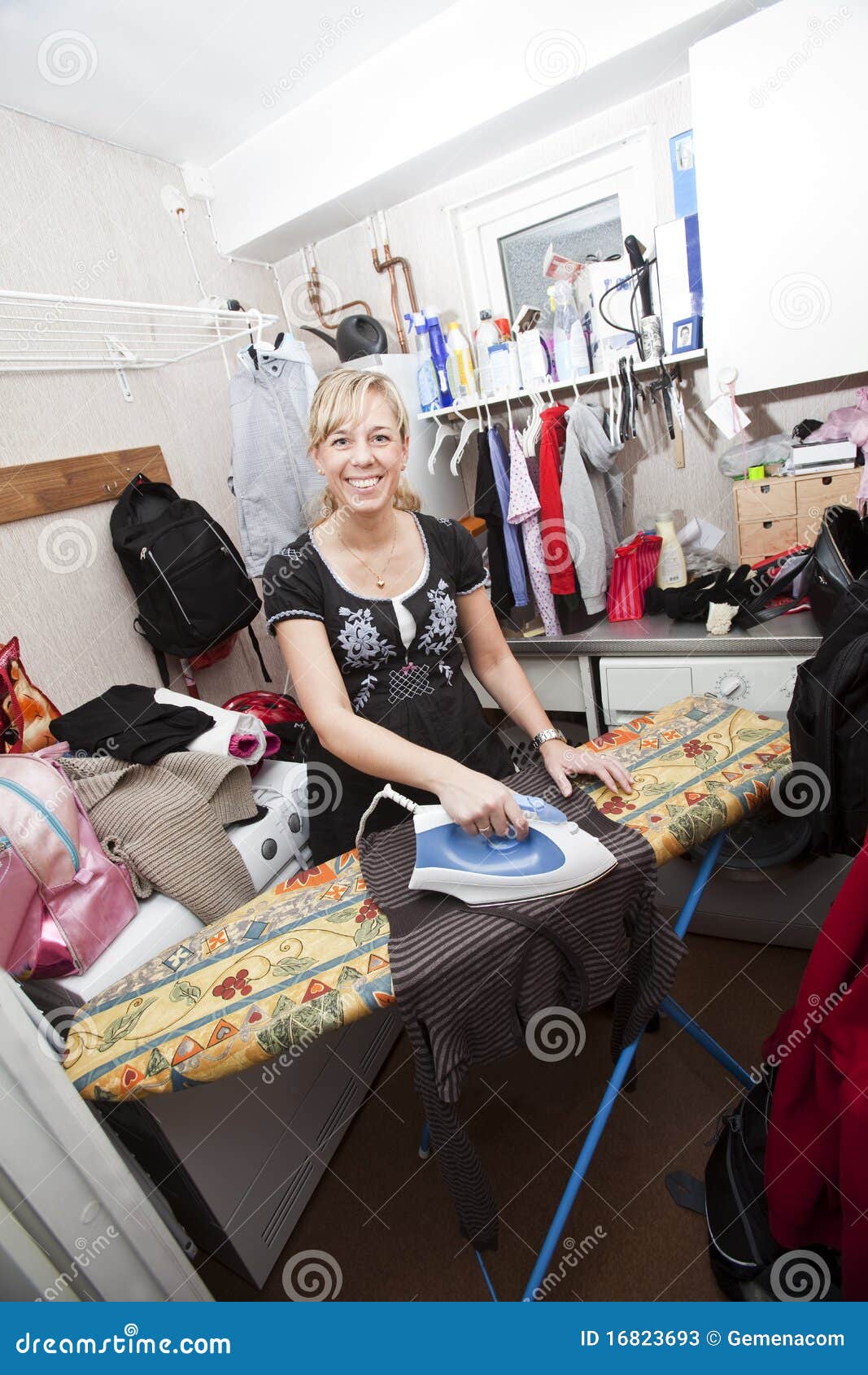 Ironing Housewife stock image. Image of interior, housework - 16823693