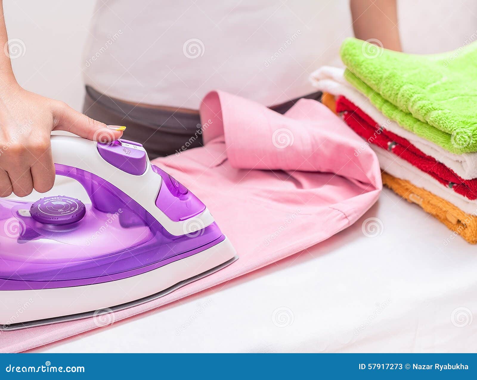 Ironing on the Table at Home Stock Image - Image of chores, adult: 57917273