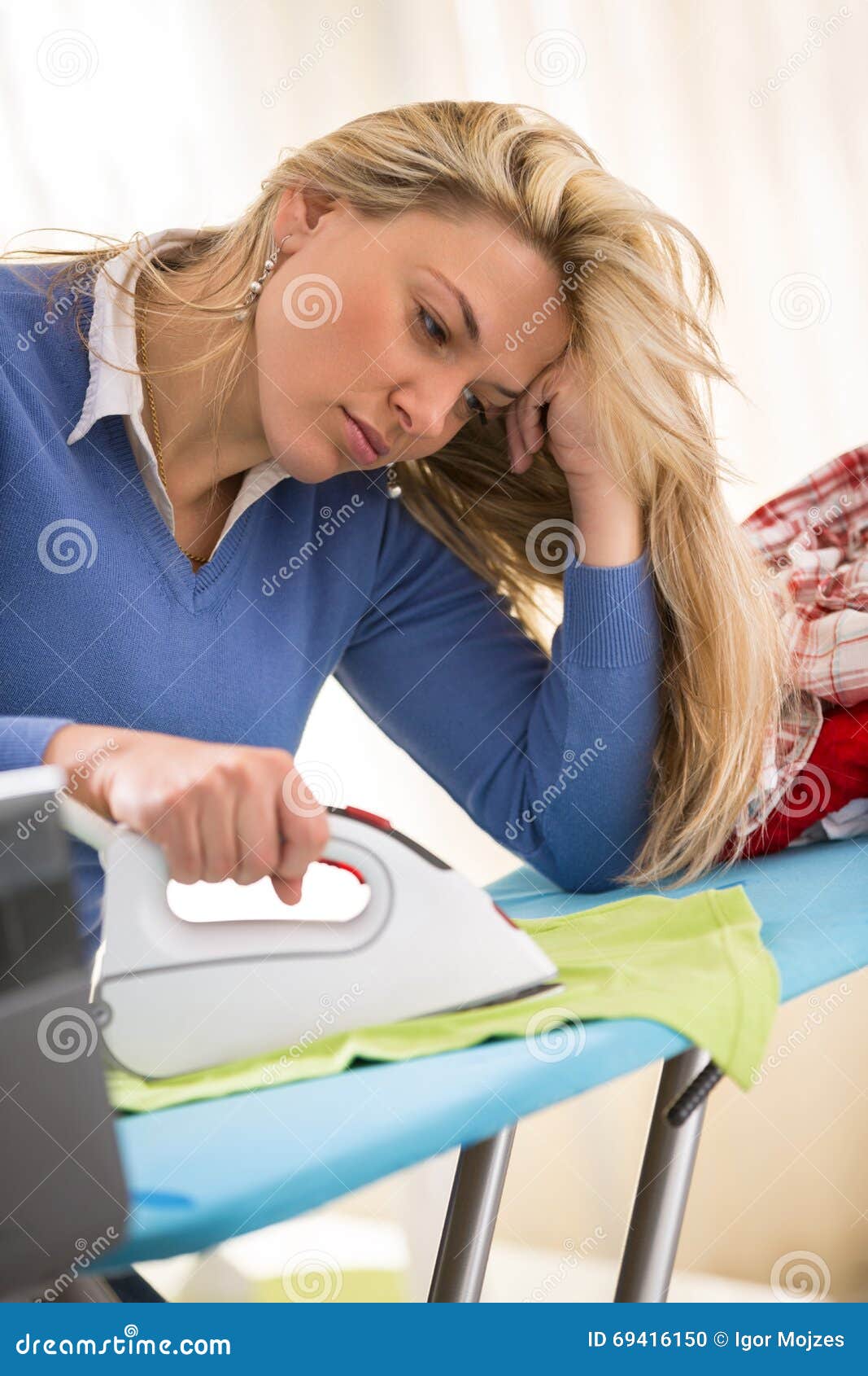 Ironing is Tiring and Boring Job Stock Photo - Image of facial, female ...