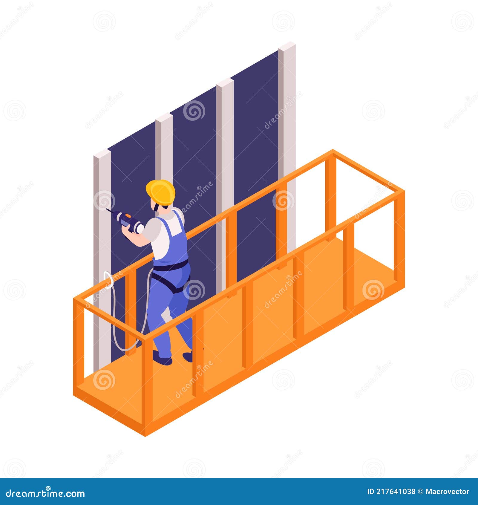 Ironworker Isometric Illustration Stock Vector - Illustration of helmet ...