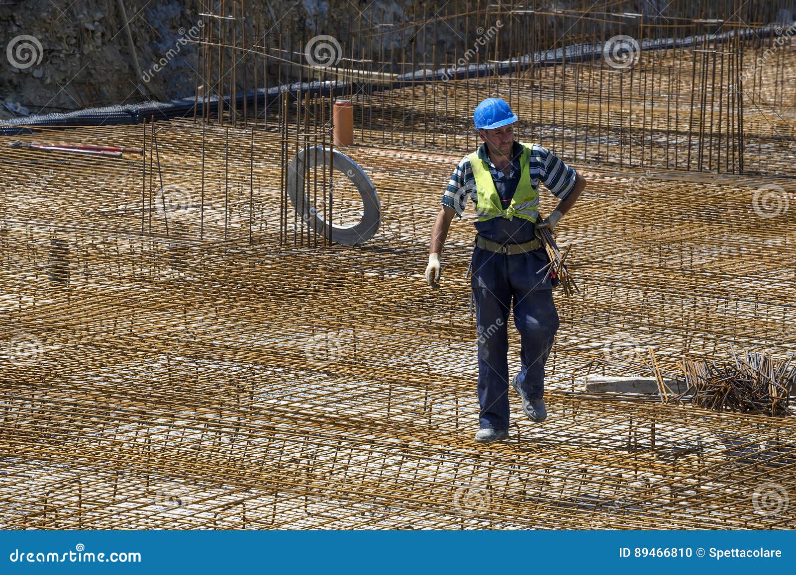 Ironworker Worker Carrying Iron Bars Editorial Image - Image of heavy ...