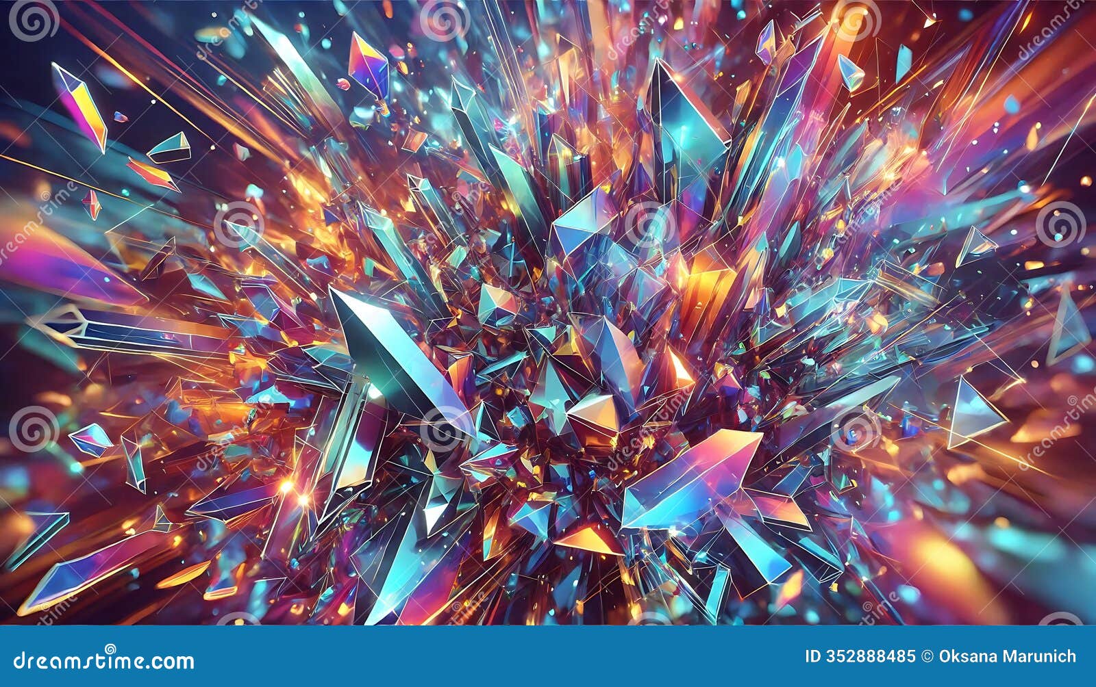 Irregular, Abstract Crystal Shards in Vibrant Iridescent Tones with a ...
